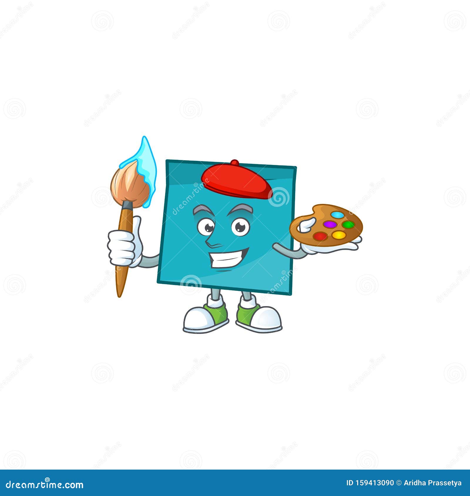 Painter Rectangle Sticker Paper Cartoon for Work. Stock Vector ...