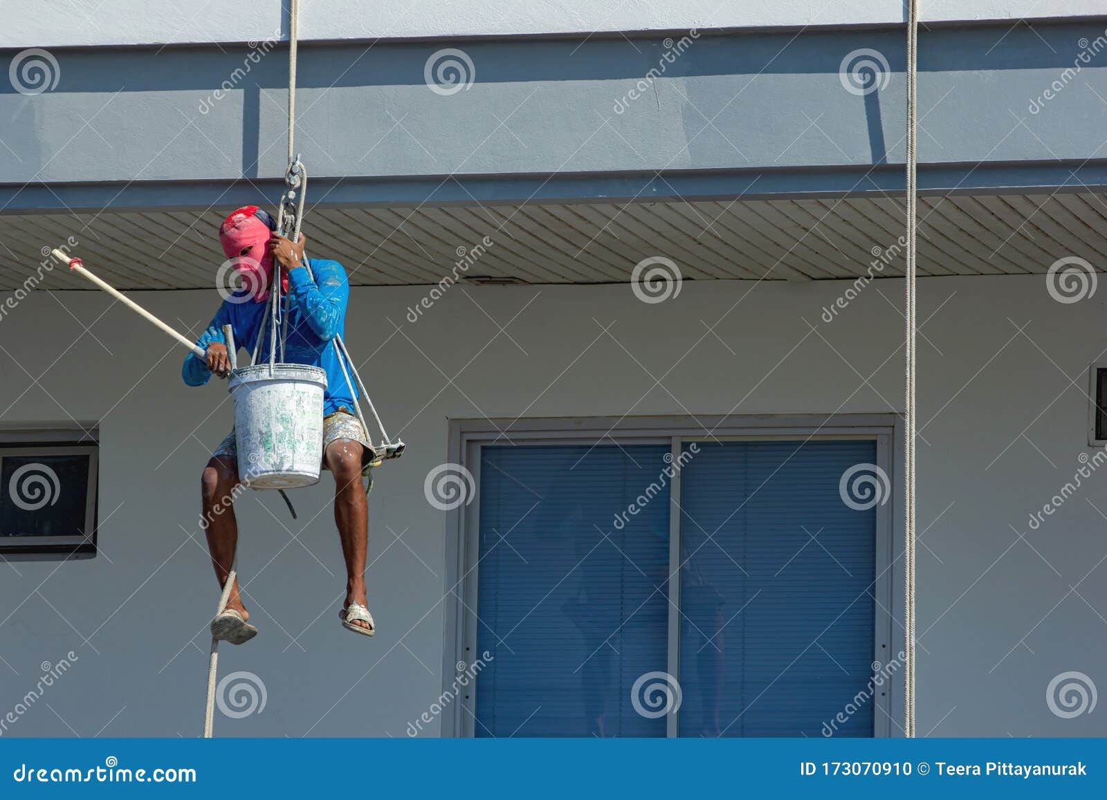 The Painter Renovated and Painted High-rise Buildings Editorial Image ...