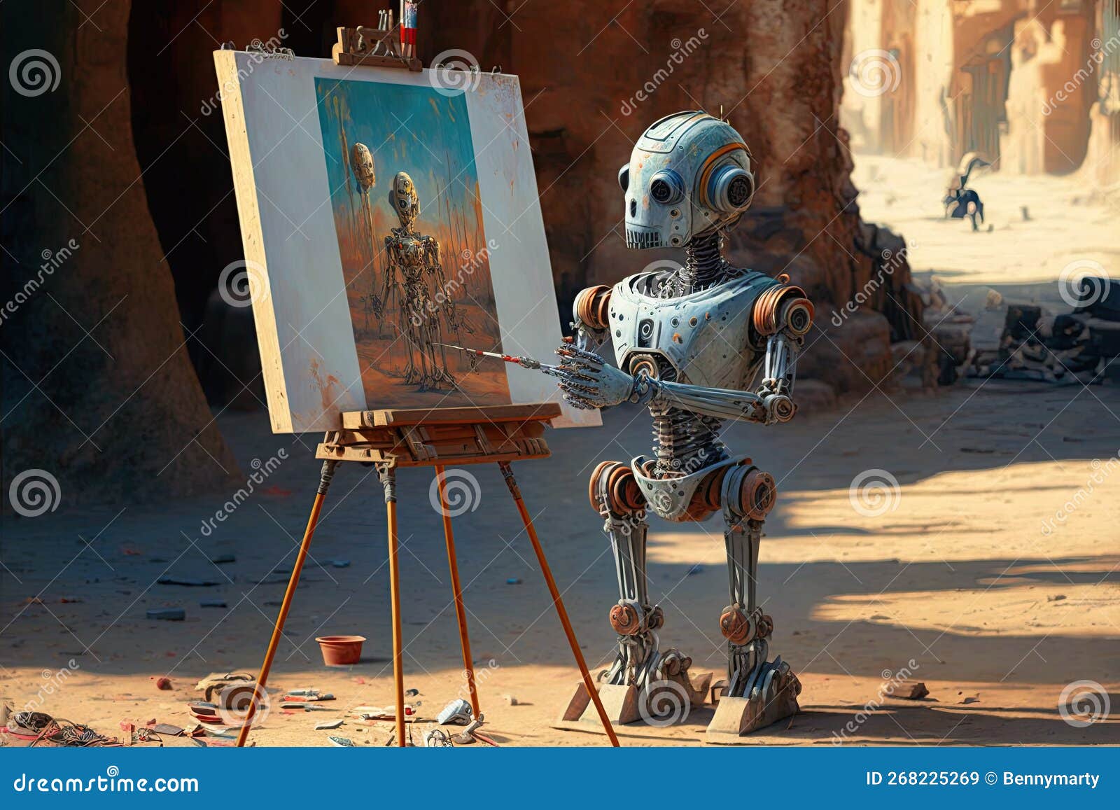 Painter Robot Painting Using Artificial Intelligence Stock Illustration ...