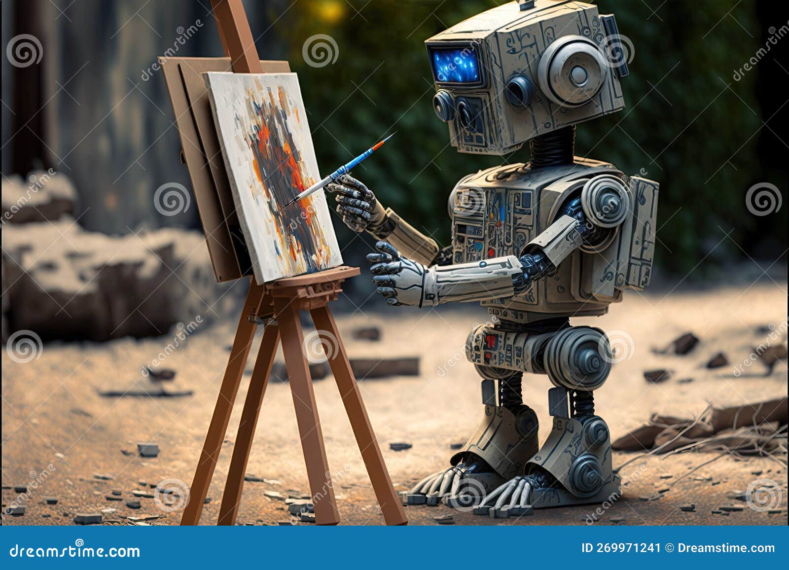 Painter Robot Painting Using Artificial Intelligence Stock Illustration ...