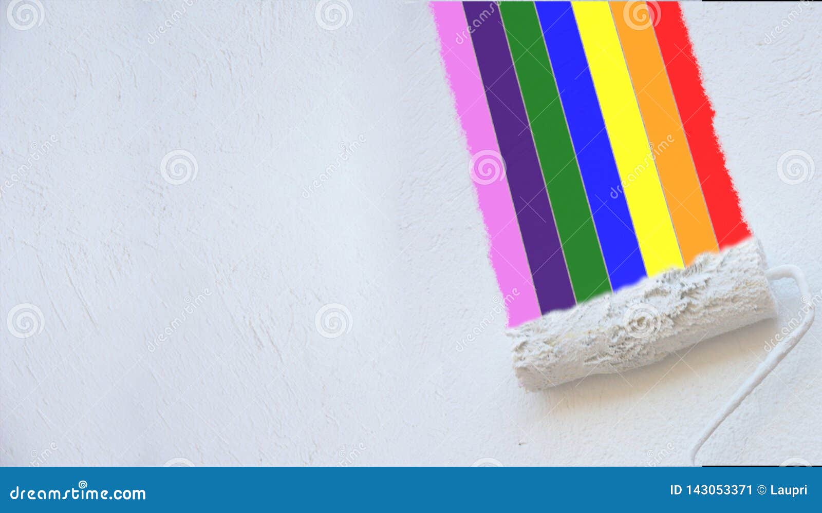 Painter Roller Paints a Rainbow on a White Wall Stock Image - Image of ...