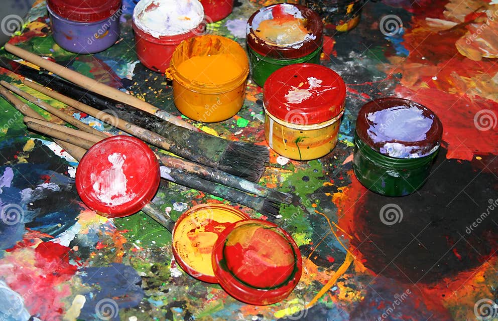 Painter s paints 2 stock image. Image of teacher, contemporary - 685503