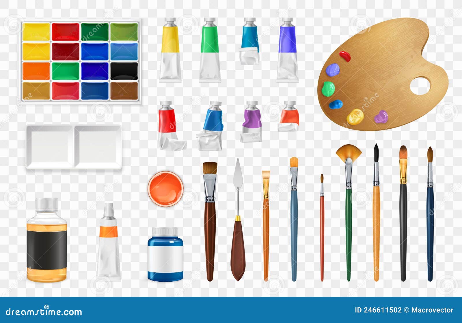 Painter Tools Realistic Transparent Set Stock Vector - Illustration of ...
