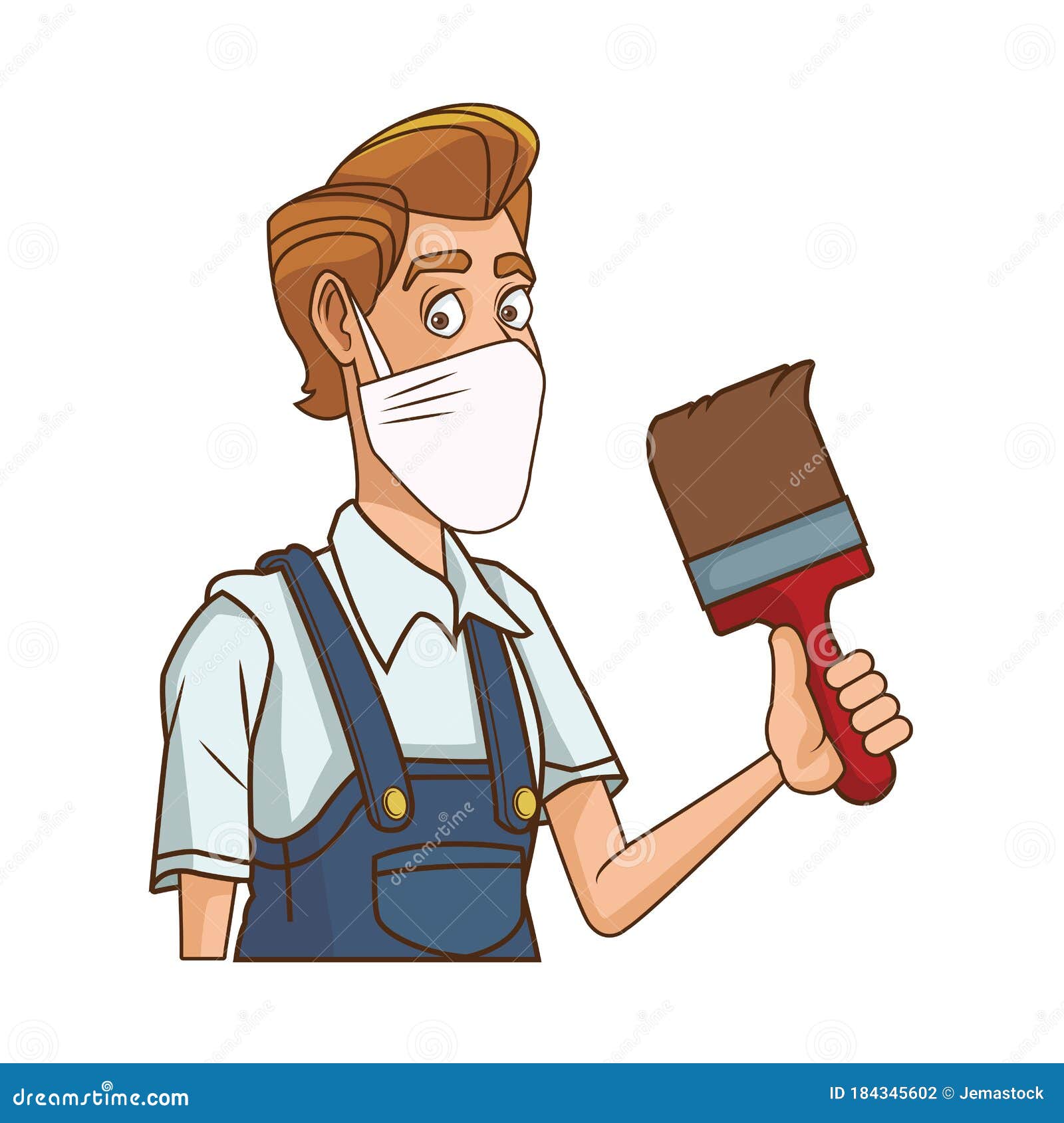 Painter Using Medical Mask with Paint Brush Stock Vector - Illustration ...