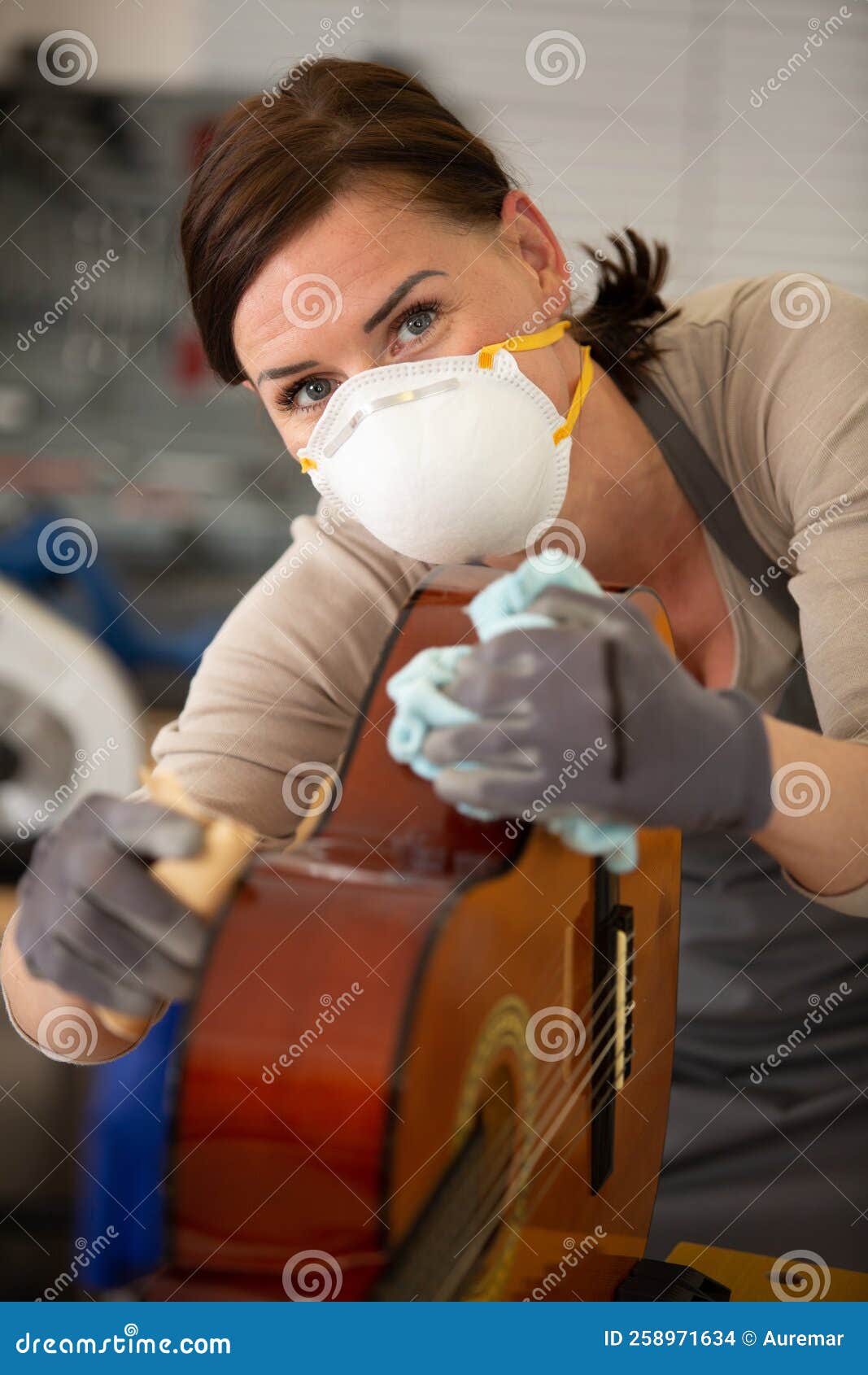 Painter Using Spray Gun and Protection Mask in Work Stock Photo - Image ...