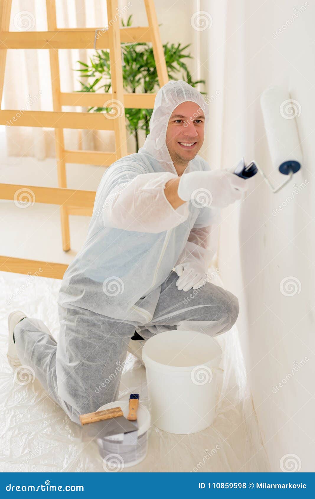 Whitewashing Wall stock photo. Image of whitewashing - 110859598