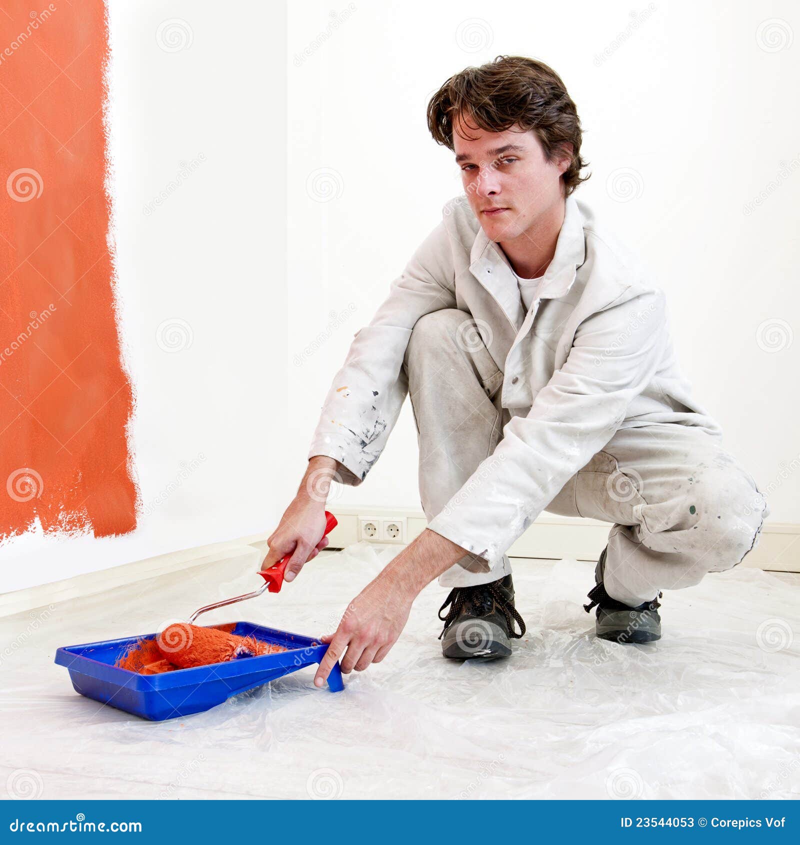 Painter at work stock image. Image of refilling, painter - 23544053