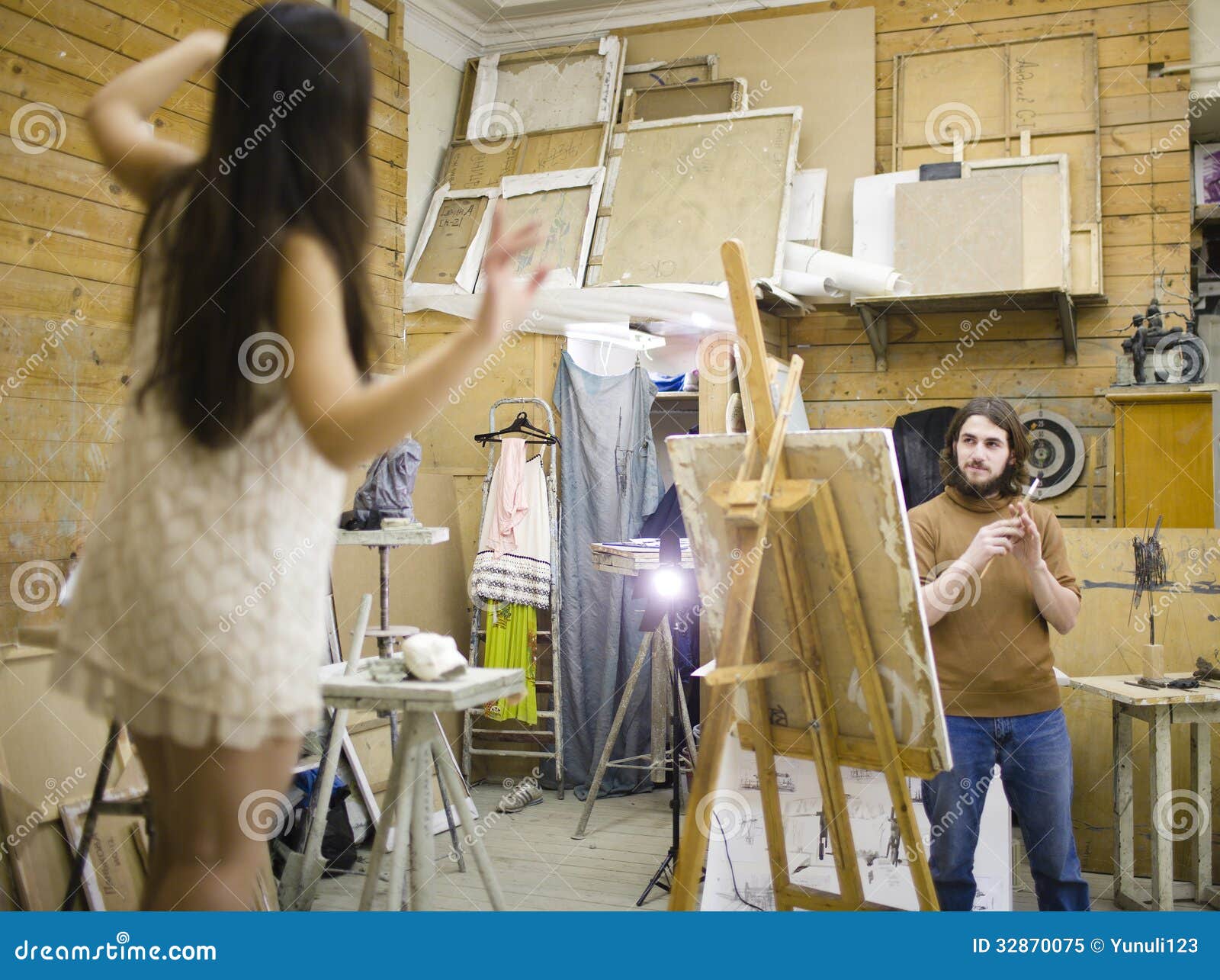 Painter at work stock image. Image of attractive, fashion - 32870075