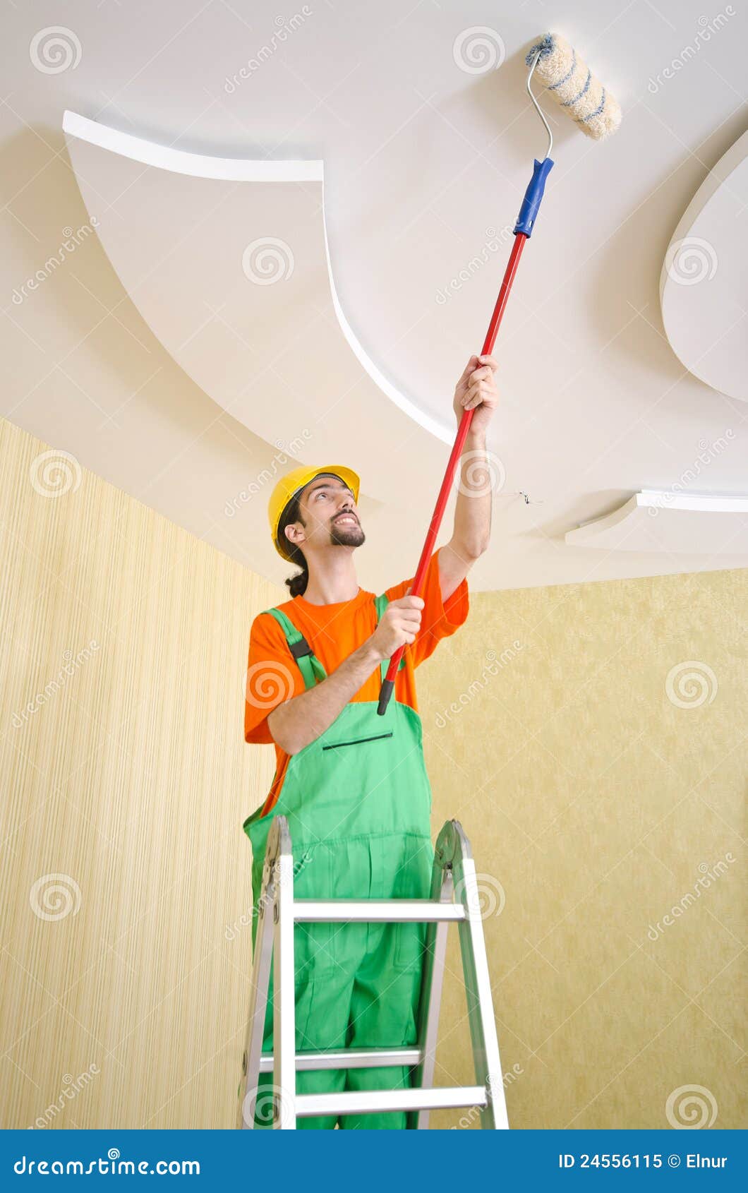 Painter Worker during Painting Stock Image - Image of remodel, painting ...