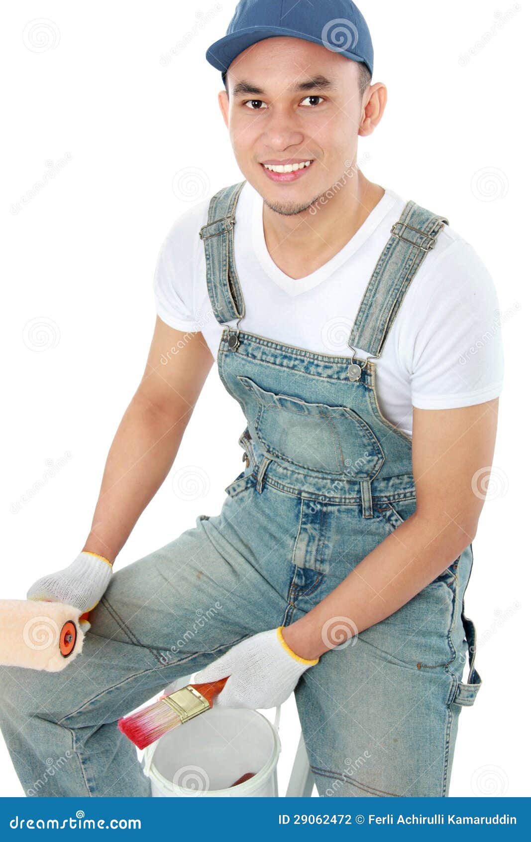 Painter worker smiling stock photo. Image of glove, worker - 29062472