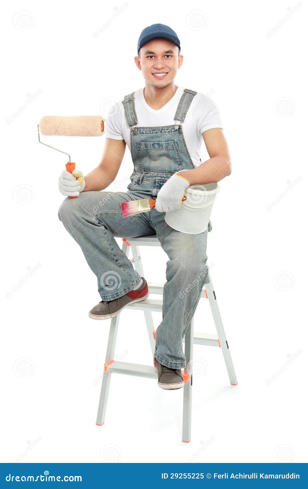 Painter worker smiling stock image. Image of vest, engineer - 29255225