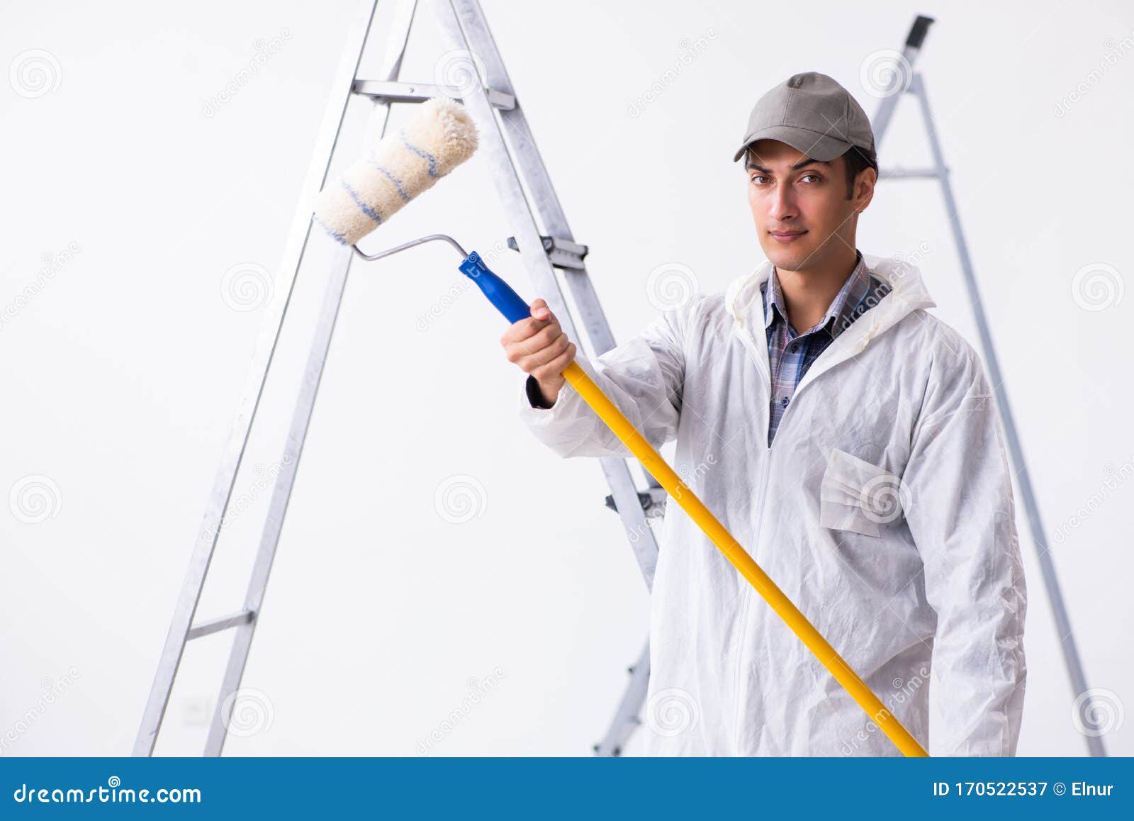 Painter Working at Construction Site Stock Image - Image of apartment ...