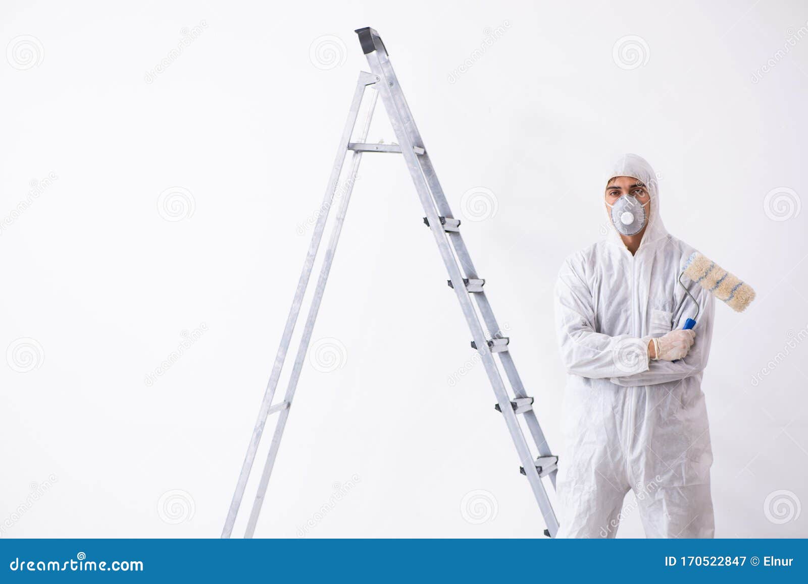 Painter Working at Construction Site Stock Image - Image of repairing ...
