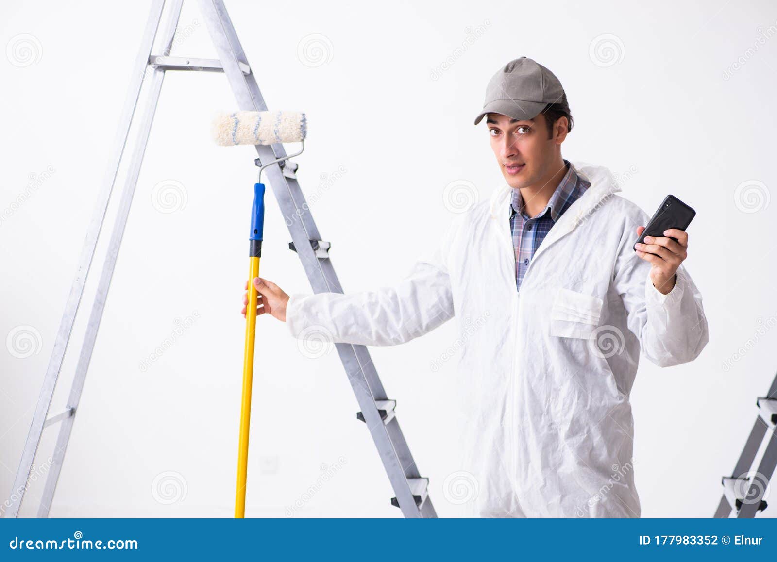 Painter Working at Construction Site Stock Photo - Image of ...