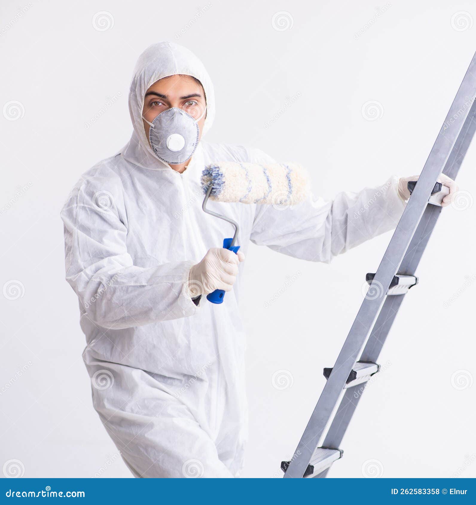 Painter Working at Construction Site Stock Photo - Image of paintbrush ...