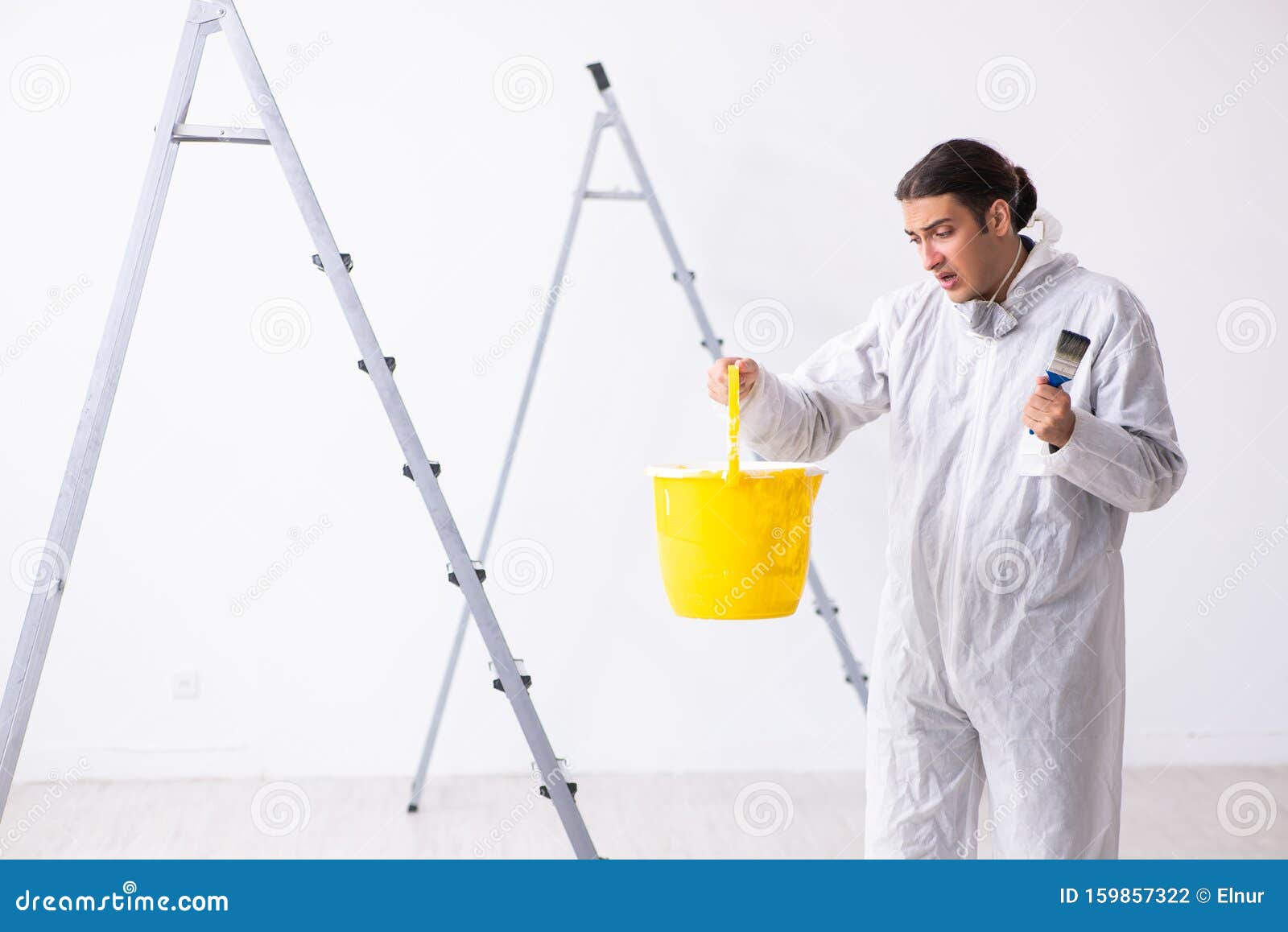 Painter Working at Construction Site Stock Photo - Image of renovating ...