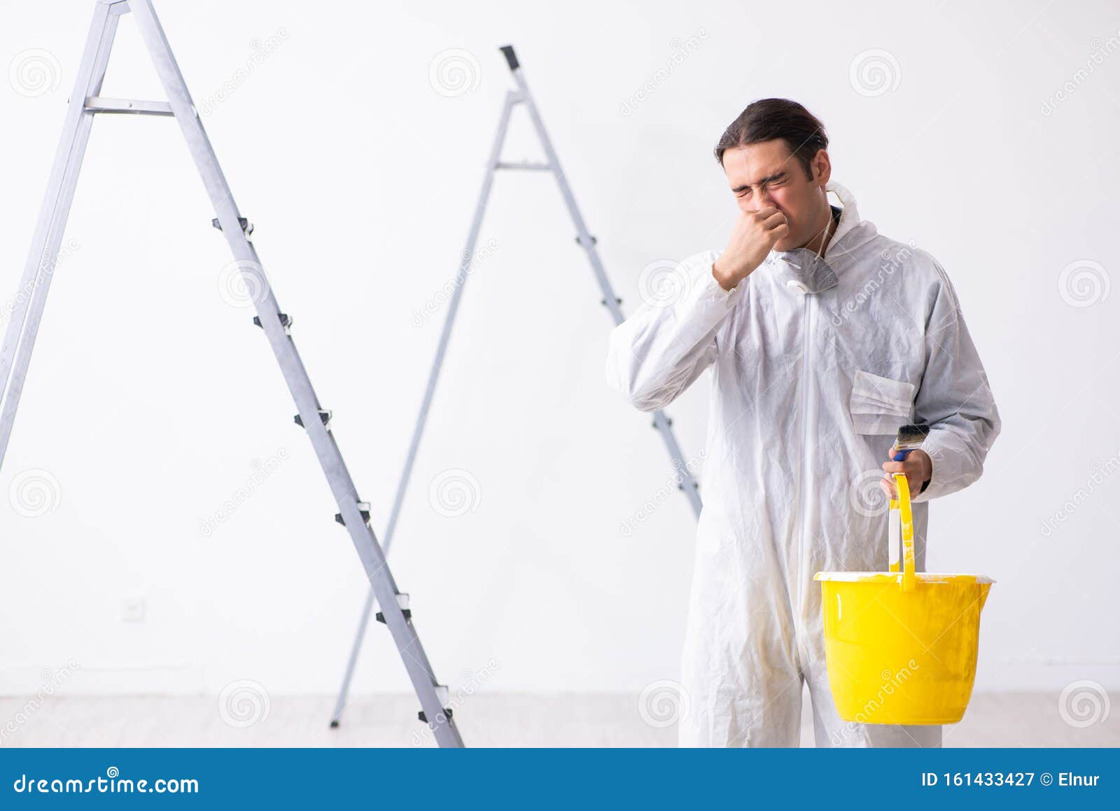 Painter Working at Construction Site Stock Image - Image of ladder ...