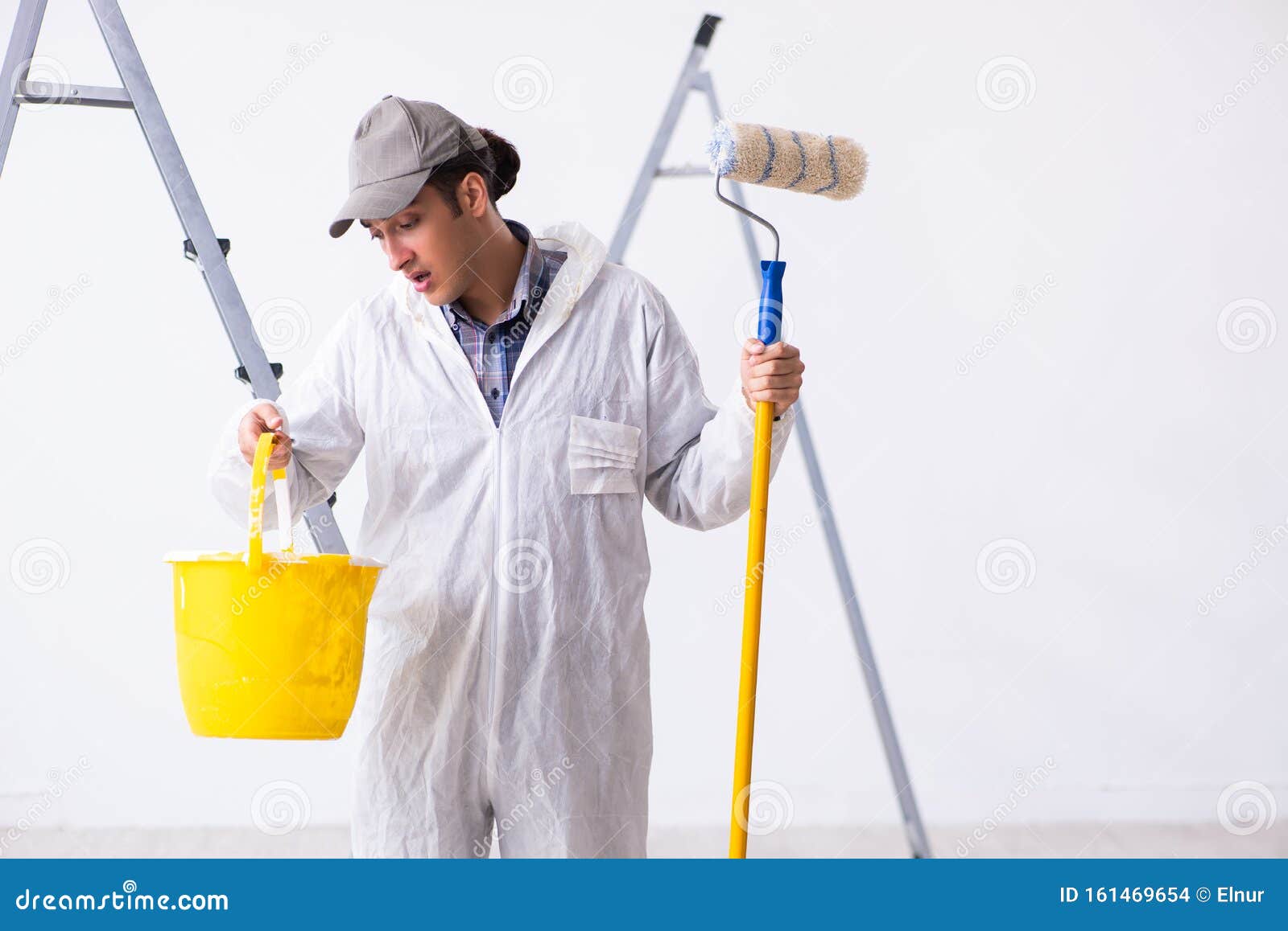 Painter Working at Construction Site Stock Photo - Image of painter ...
