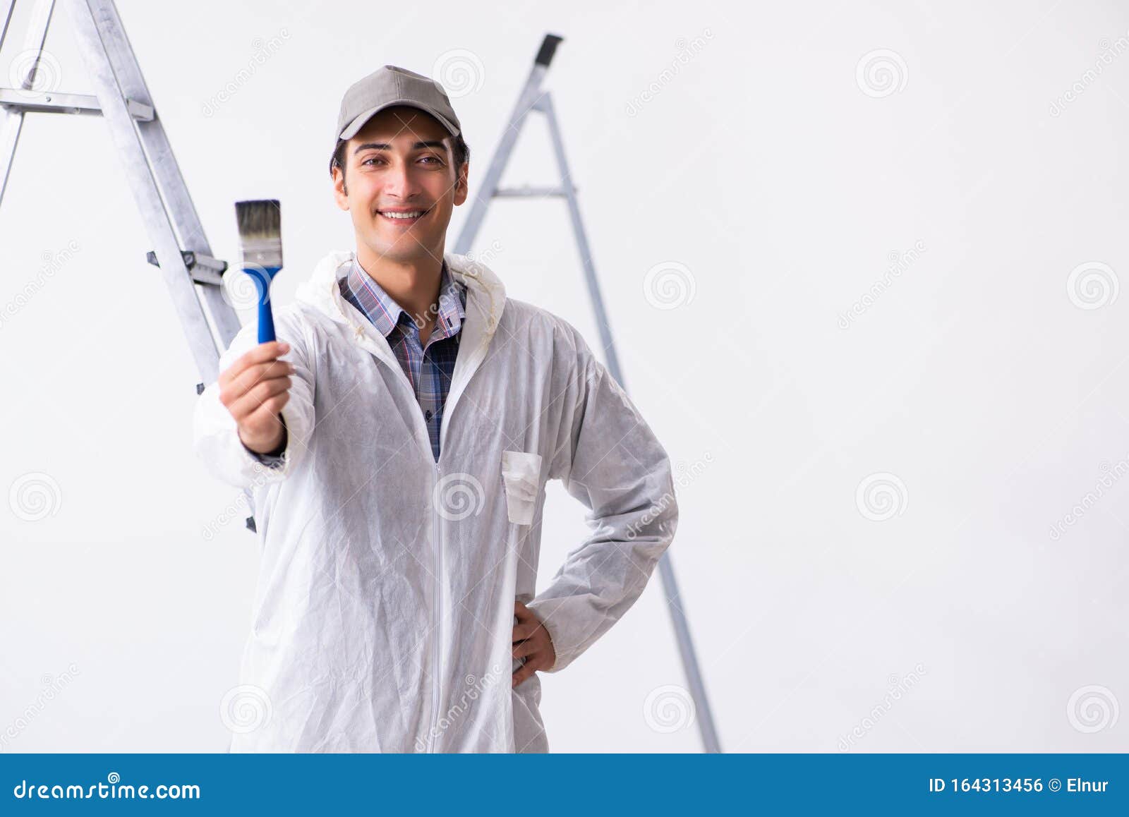 Painter Working at Construction Site Stock Photo - Image of renovation ...