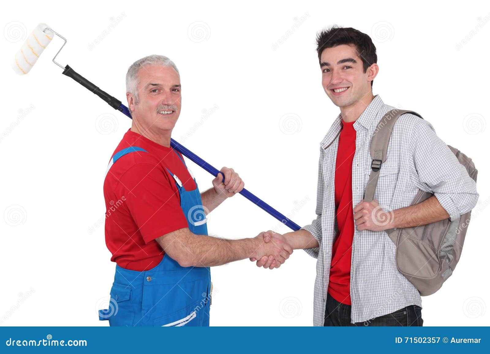 Painter and young stock image. Image of employee, handshaking - 71502357
