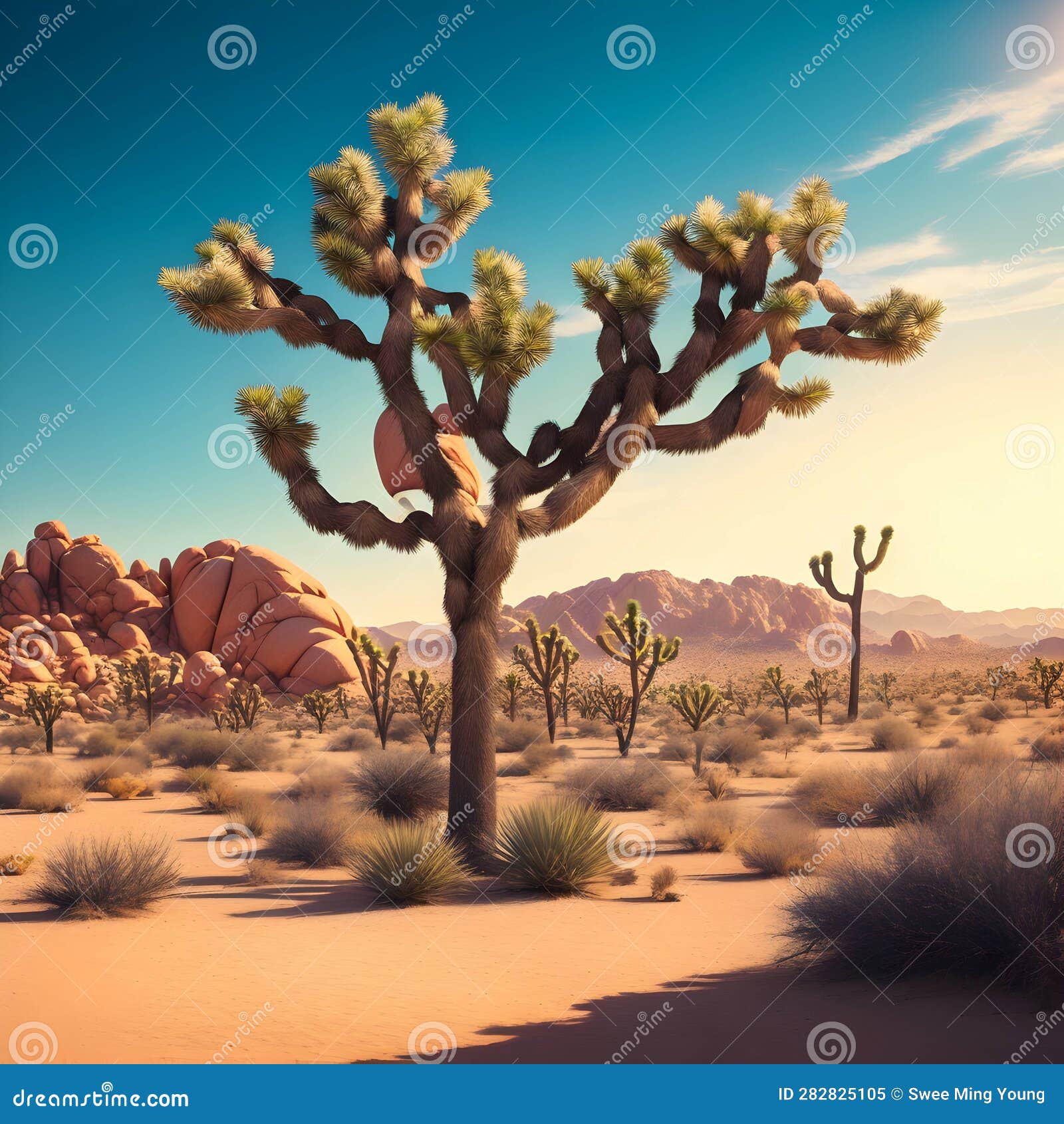 Painterly Image of a Haida Art Inspired Joshua Tree Desert Scene. Stock ...