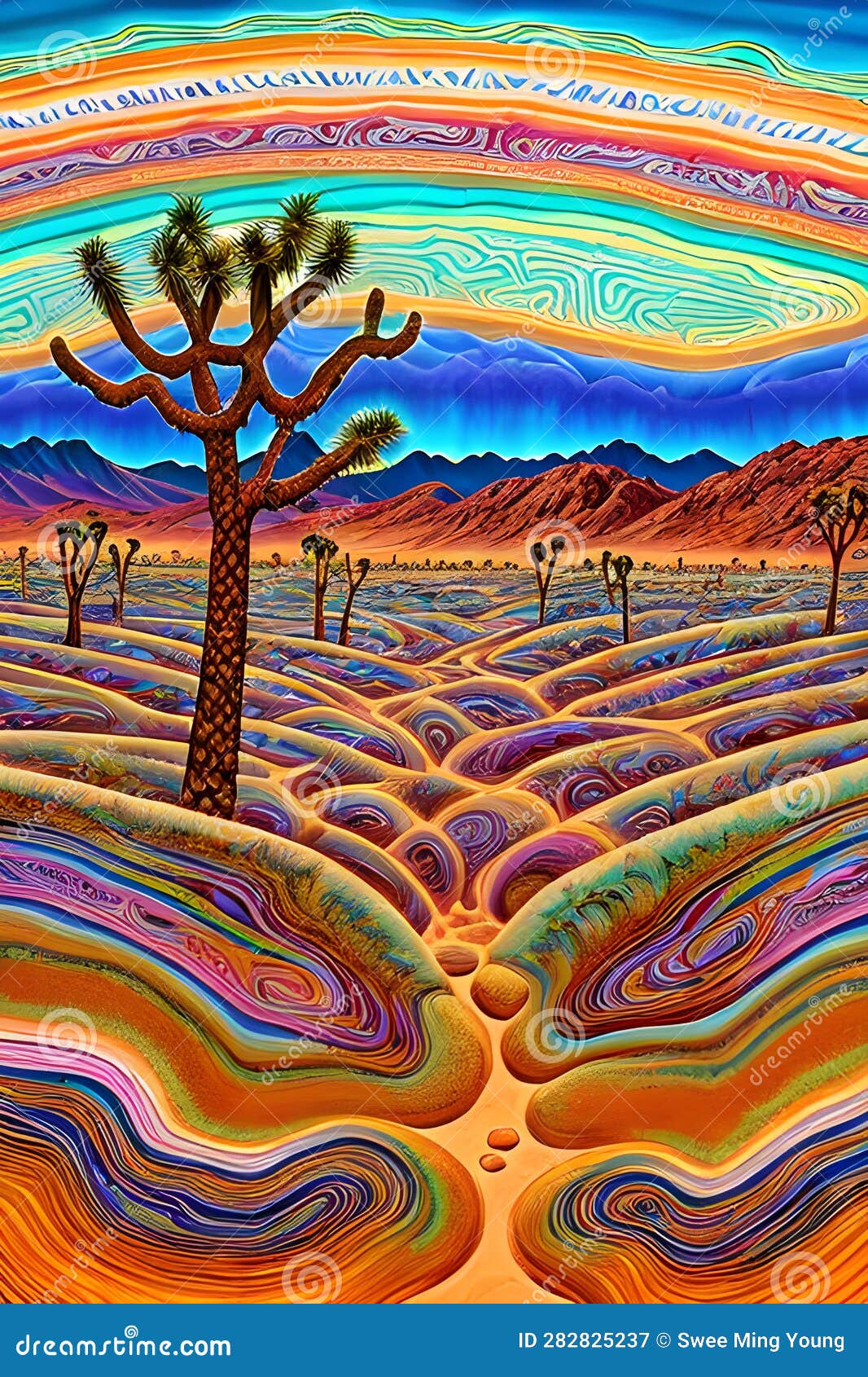 Painterly Image of a Haida Art Inspired Joshua Tree Desert Scene. Stock ...
