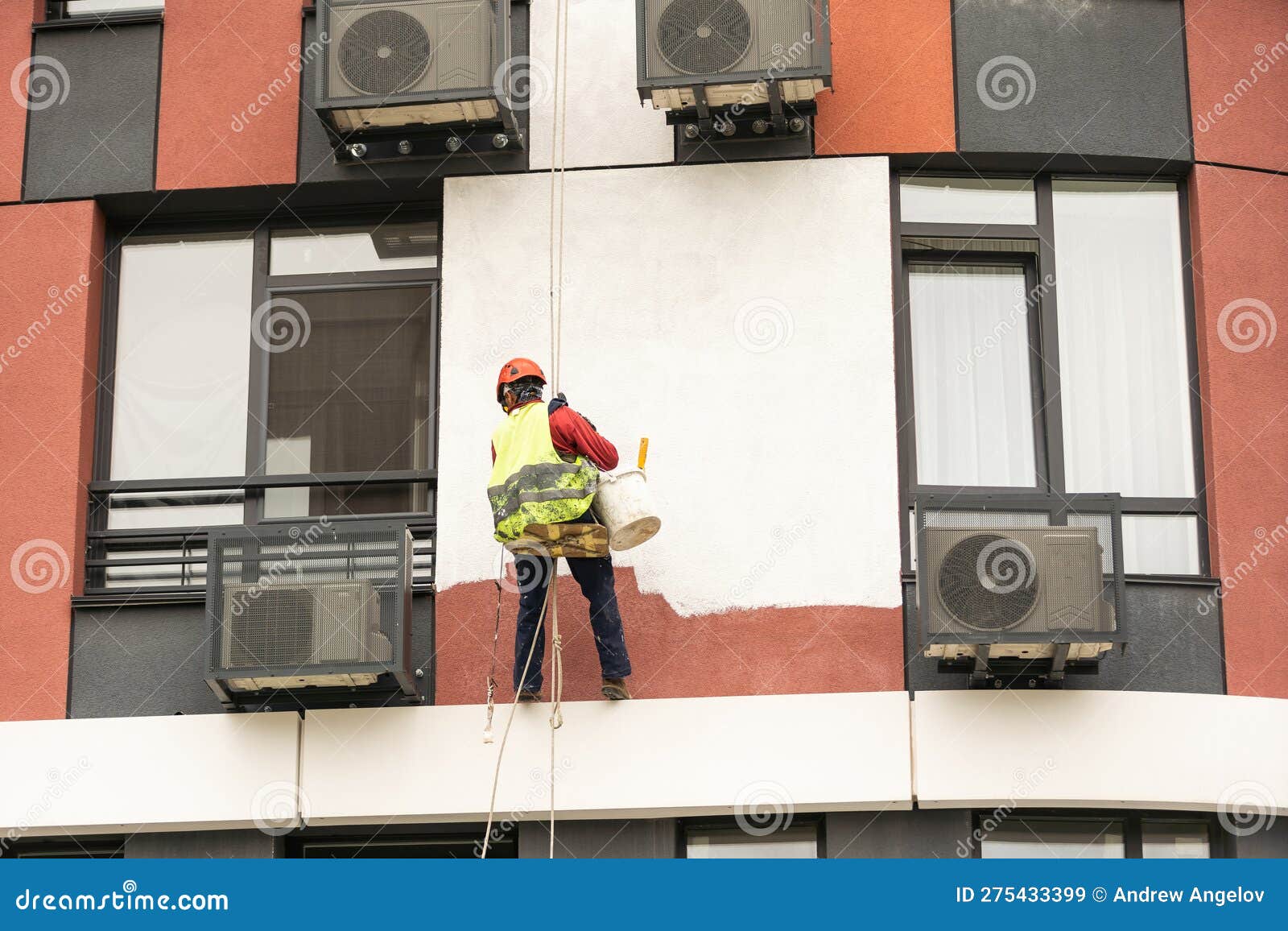 Painters-altitude Upgrade the Facade of the Building. Stock Image ...