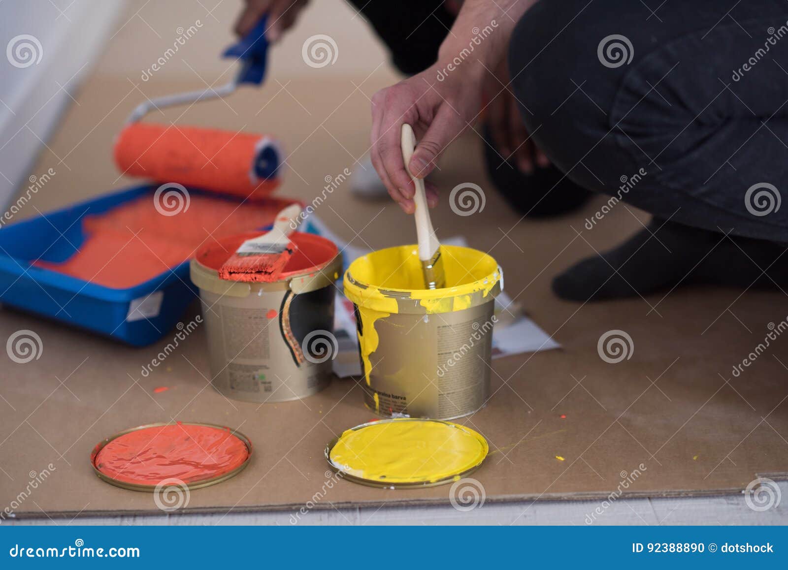 Painters Prepare Color for Painting Stock Photo - Image of messy ...