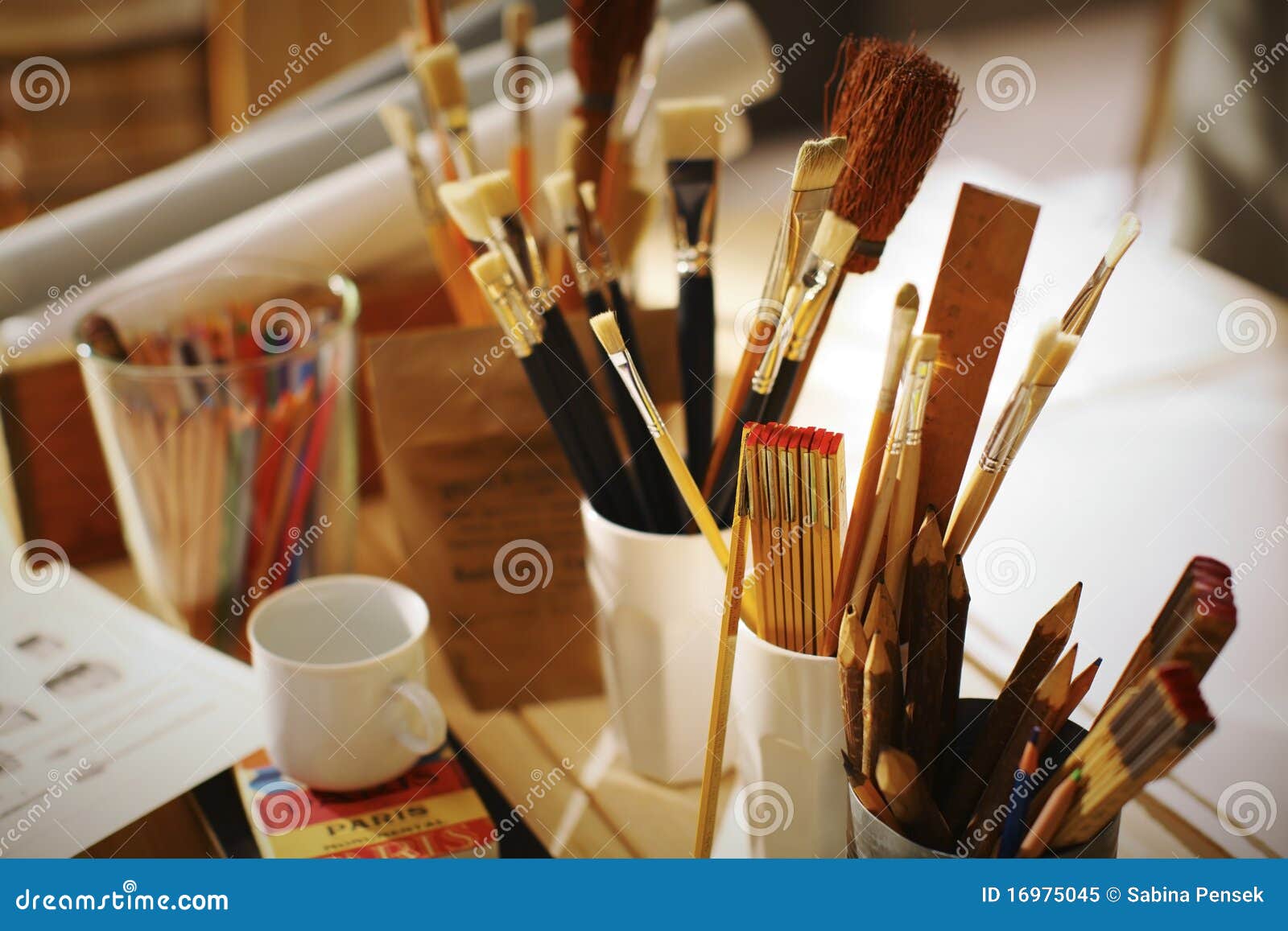 Painters Tools at the Workplace Stock Image - Image of working ...