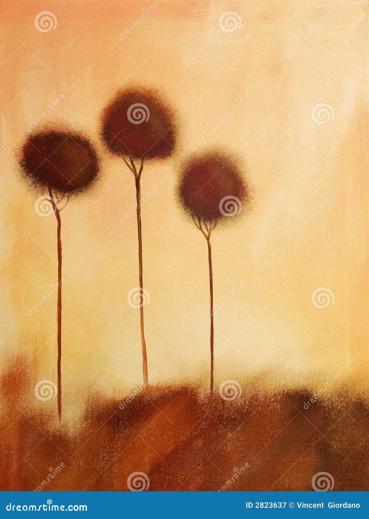 Painting of of 3 trees stock illustration. Illustration of abstract ...