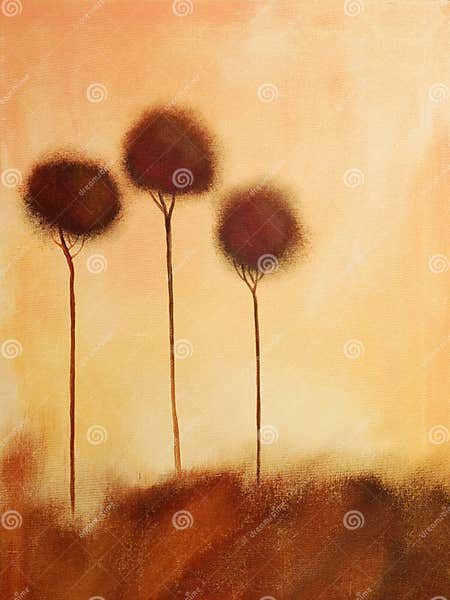 Painting of of 3 trees stock illustration. Illustration of abstract ...