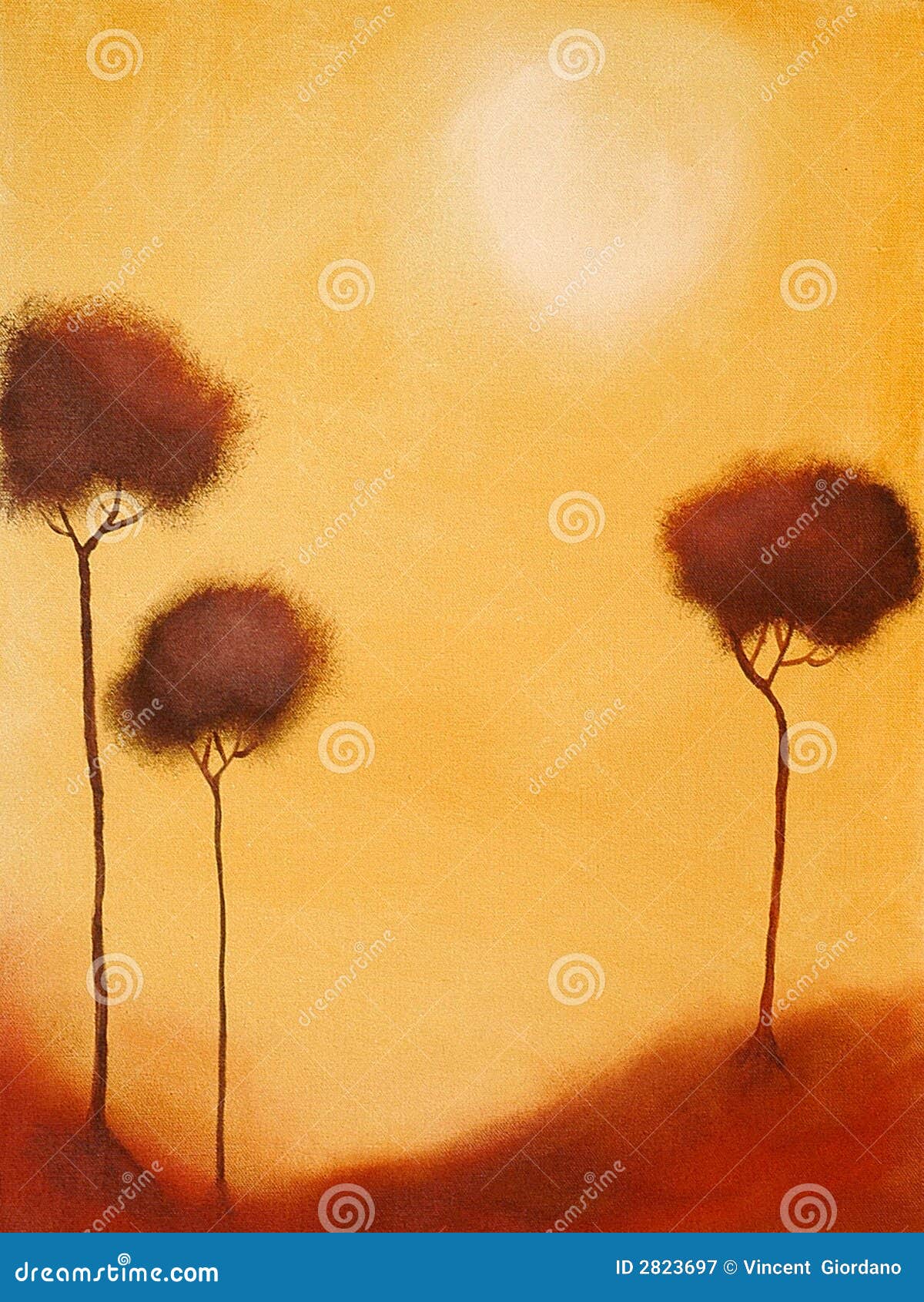 Painting of of 3 trees stock illustration. Illustration of garden - 2823697