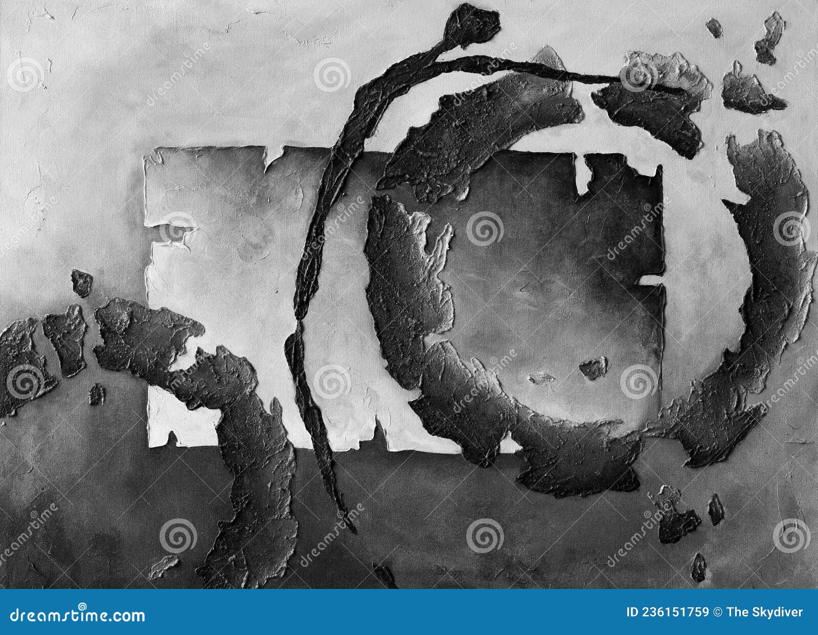 Painting of Abstract Shapes on Canvas Black and White. Stock Image ...