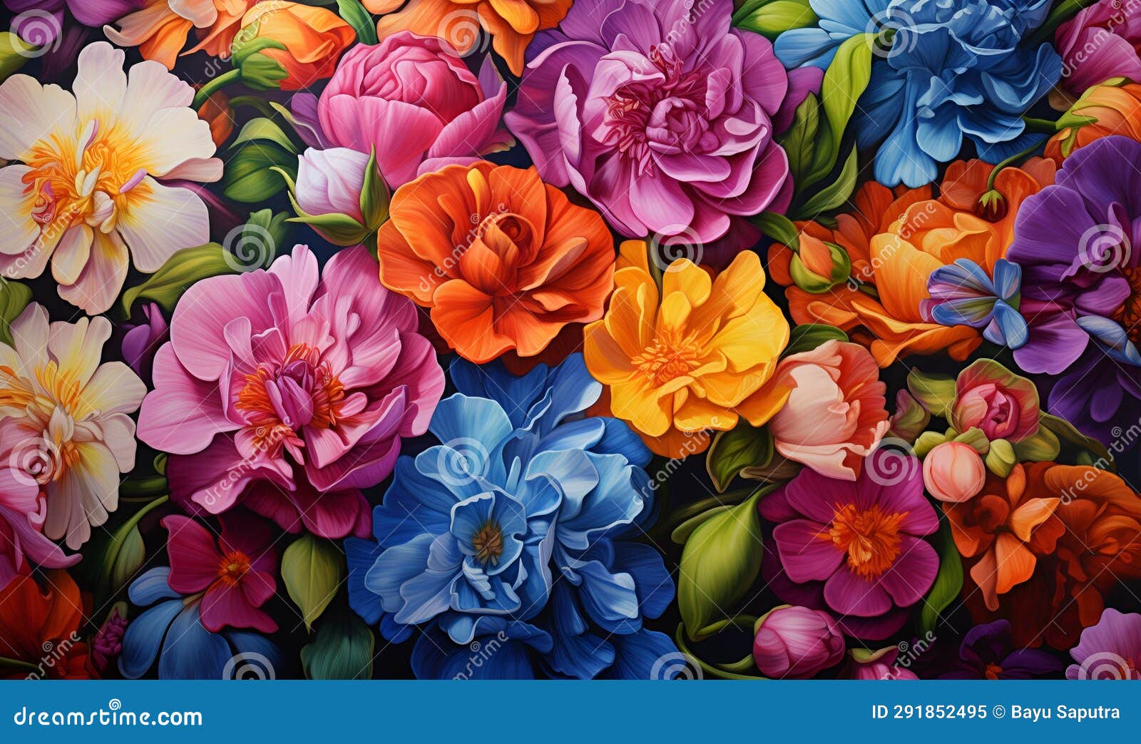 Painting Background of Various Flowers Full Screen Embossed, AI ...