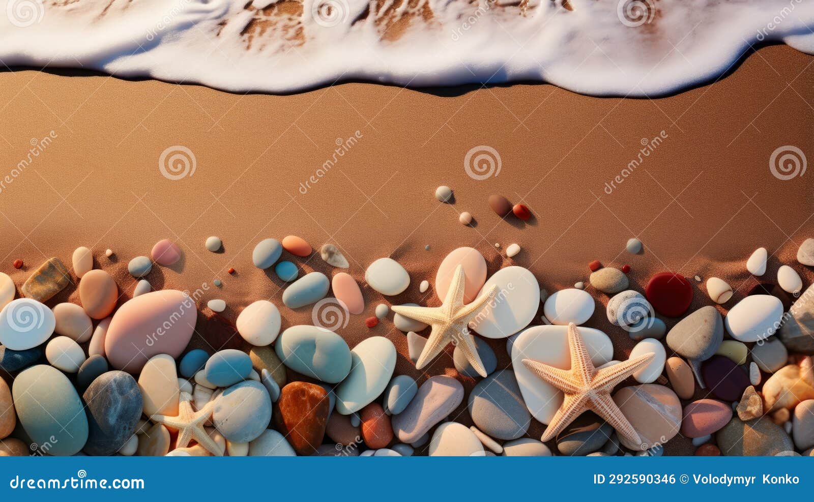 A Painting of a Beach Scene with Rocks and Starfish Stock Photo - Image ...