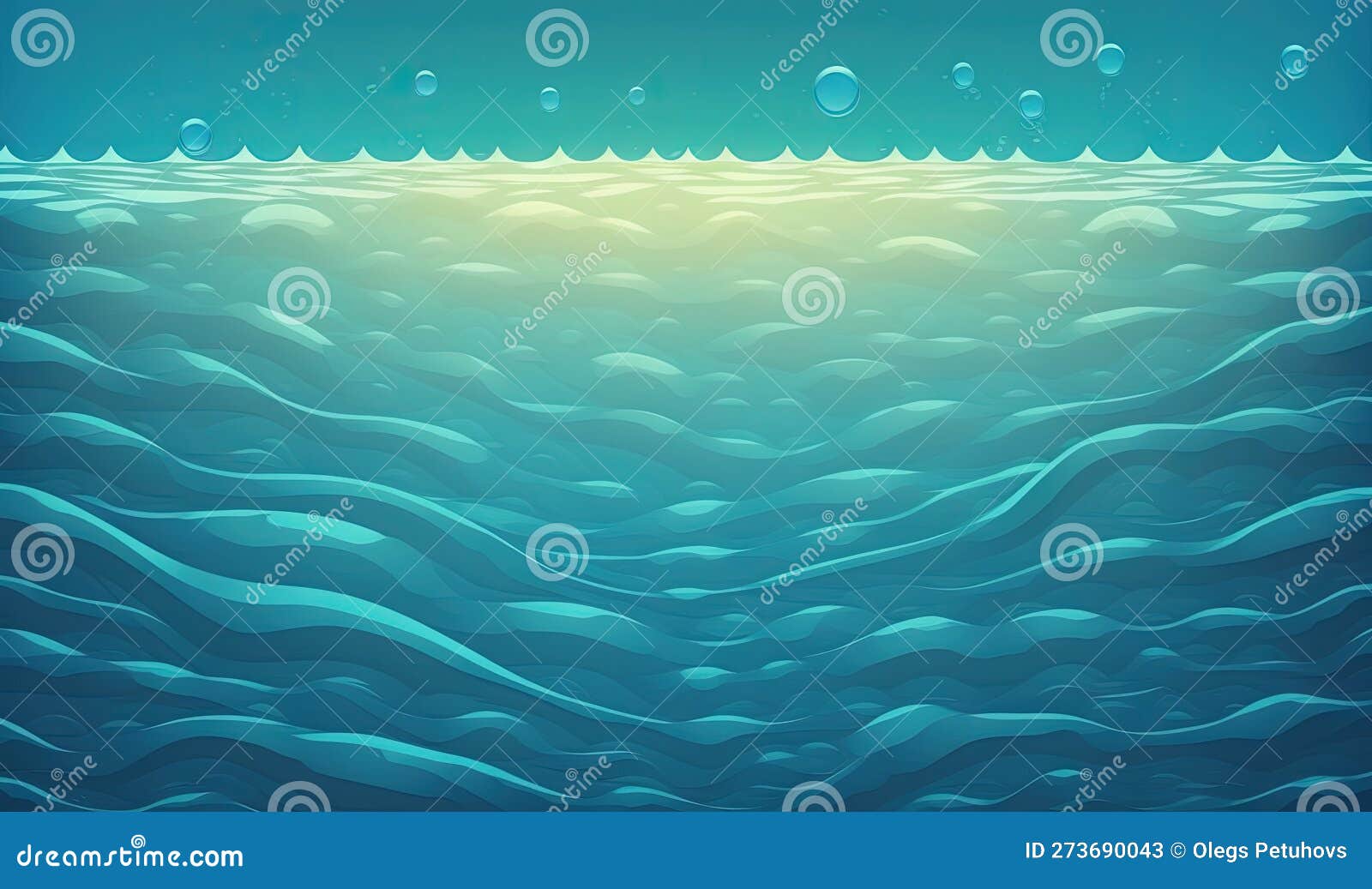 A Painting of a Blue Ocean with Waves and Bubbles on the Water Stock ...