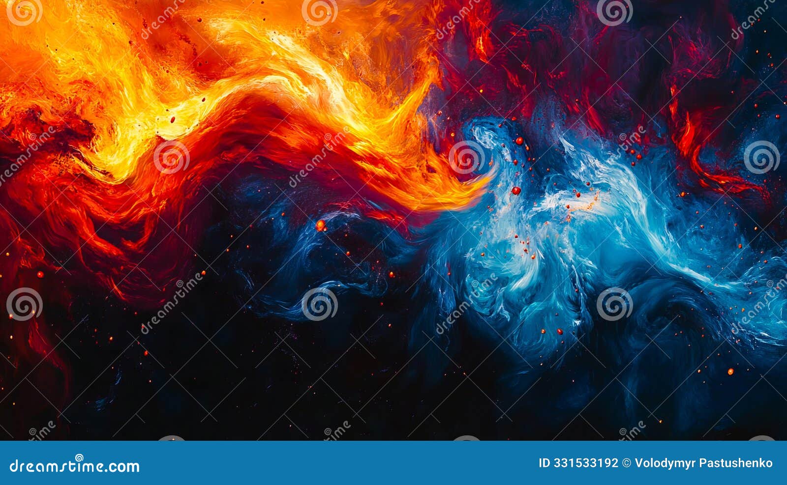 A Painting of a Blue and Red Fire and Blue Smoke Stock Photo - Image of ...