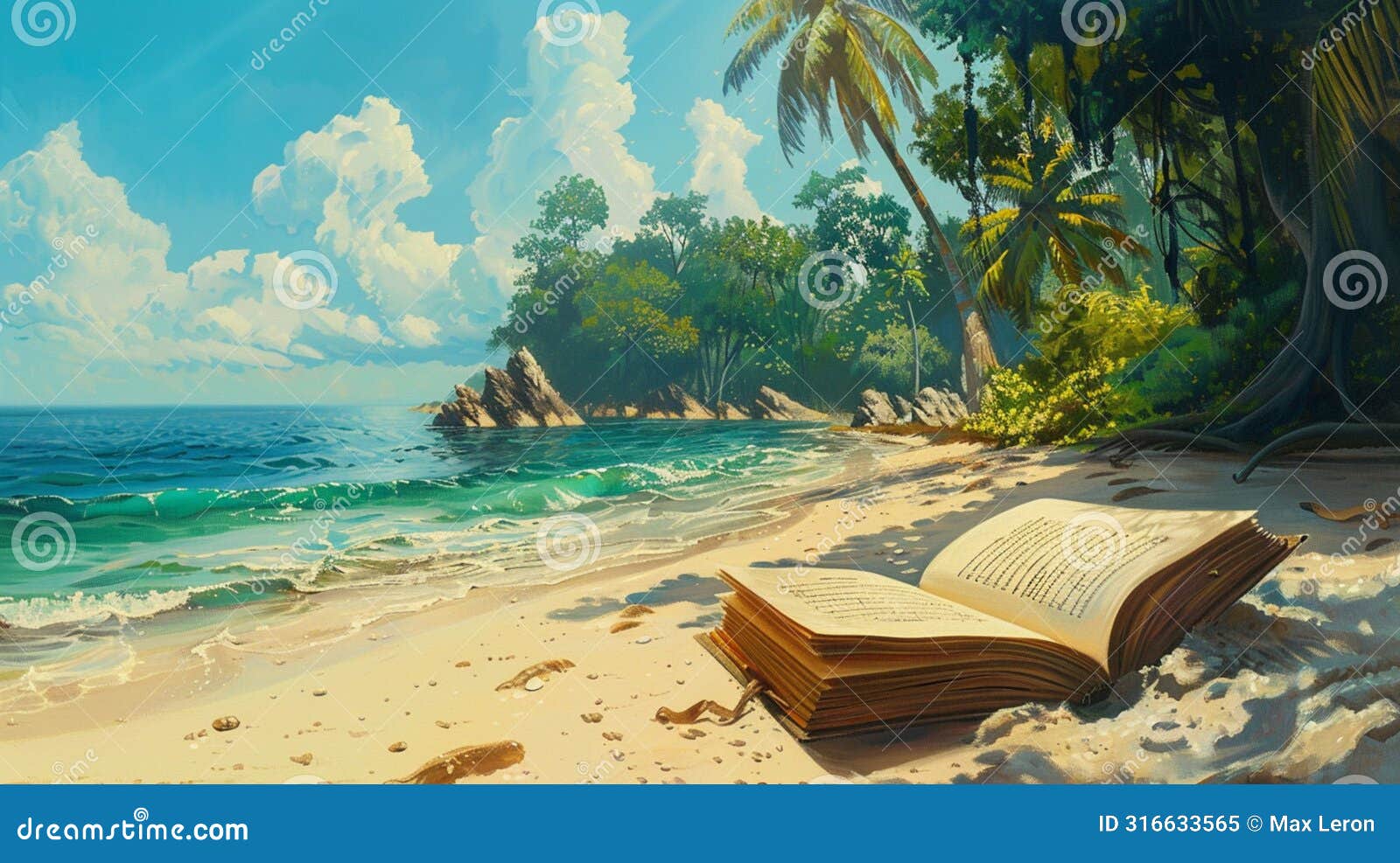 Painting Bossa Nova Book on Sandy Beach Sunny Stock Illustration ...