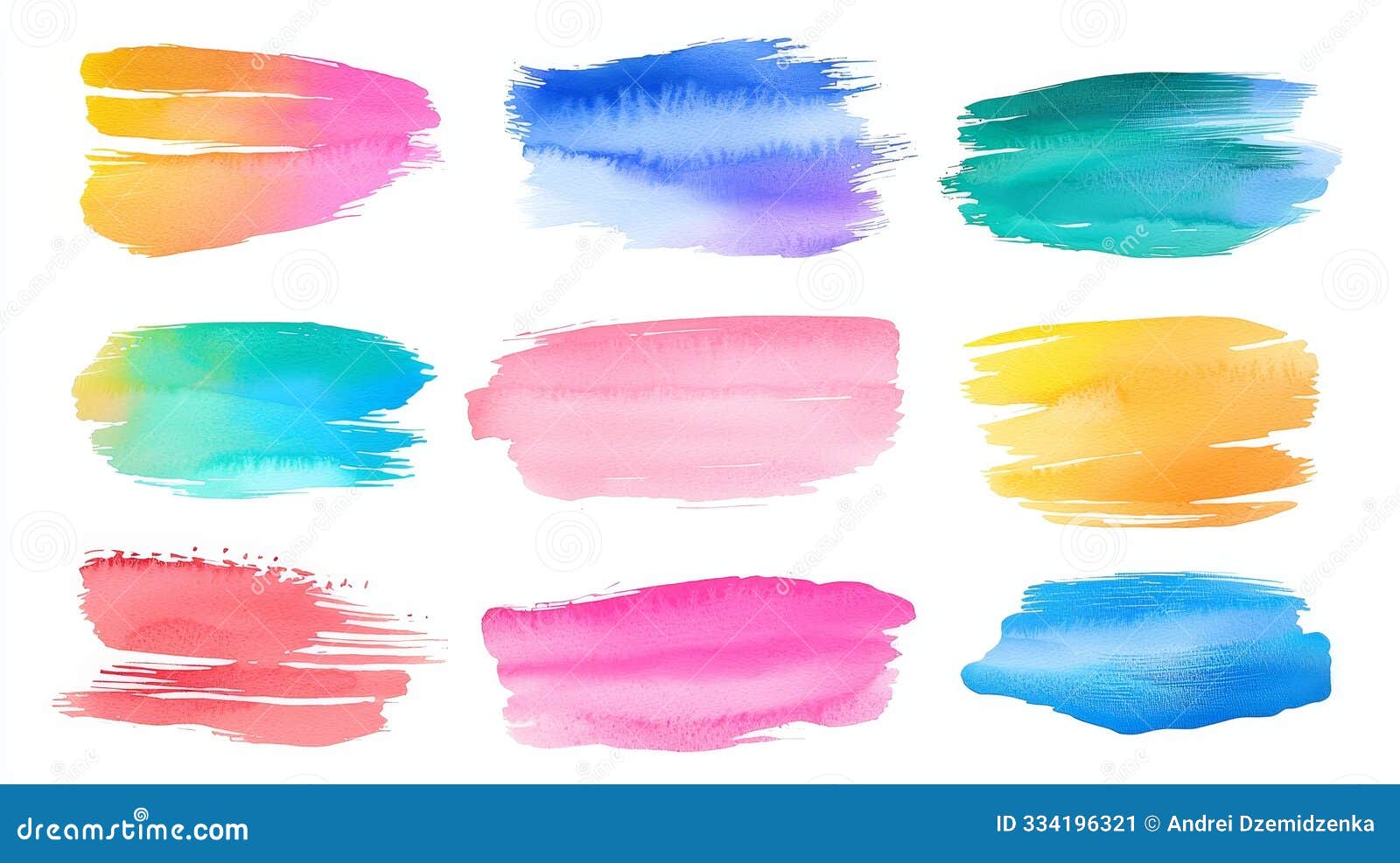 Painting Brush Stroke with Rainbow Colored Gradient on White or ...