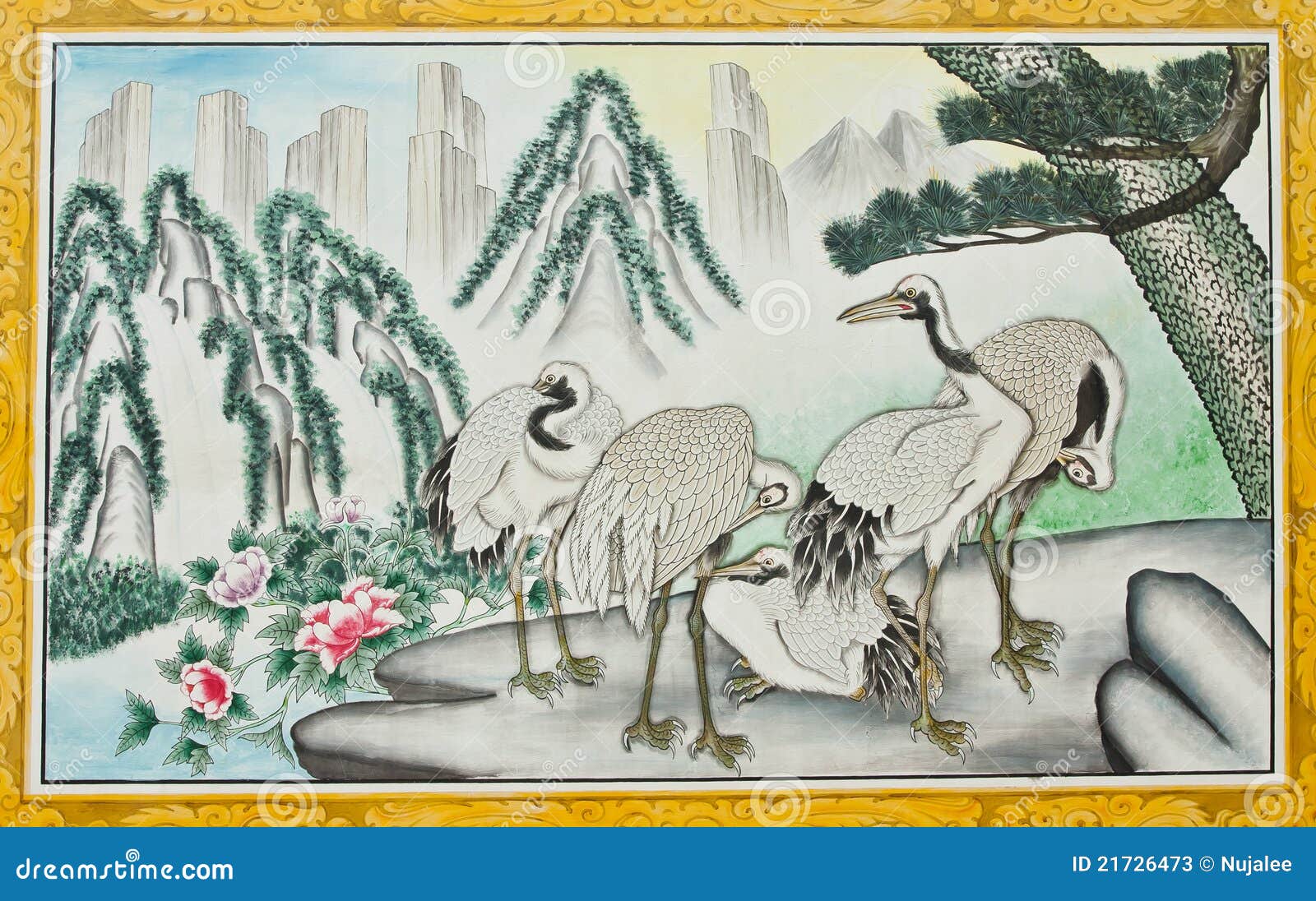 Painting on chinese church stock image. Image of ancient - 21726473