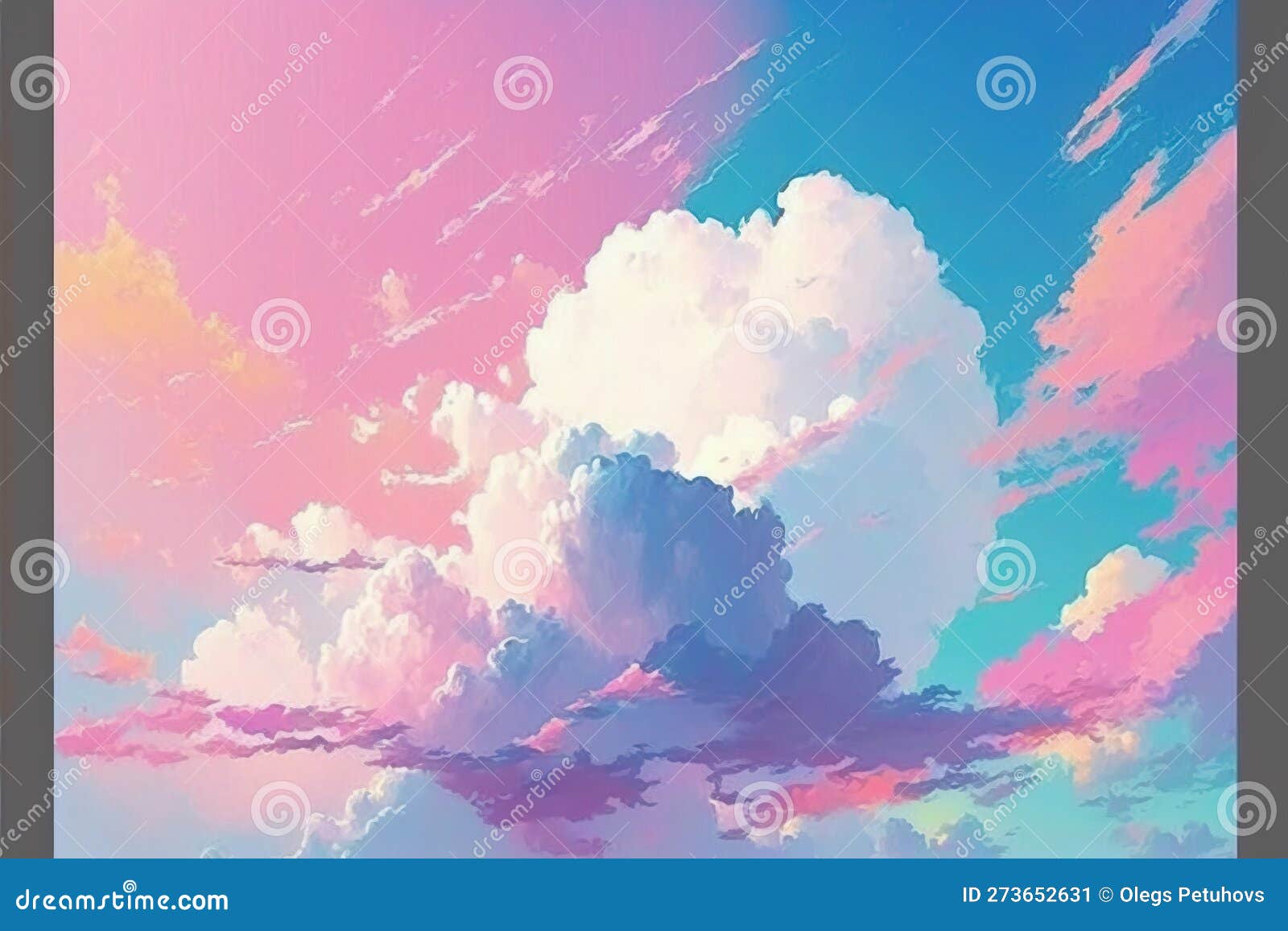 A Painting of Clouds in the Sky with a Blue Sky in the Background Stock ...