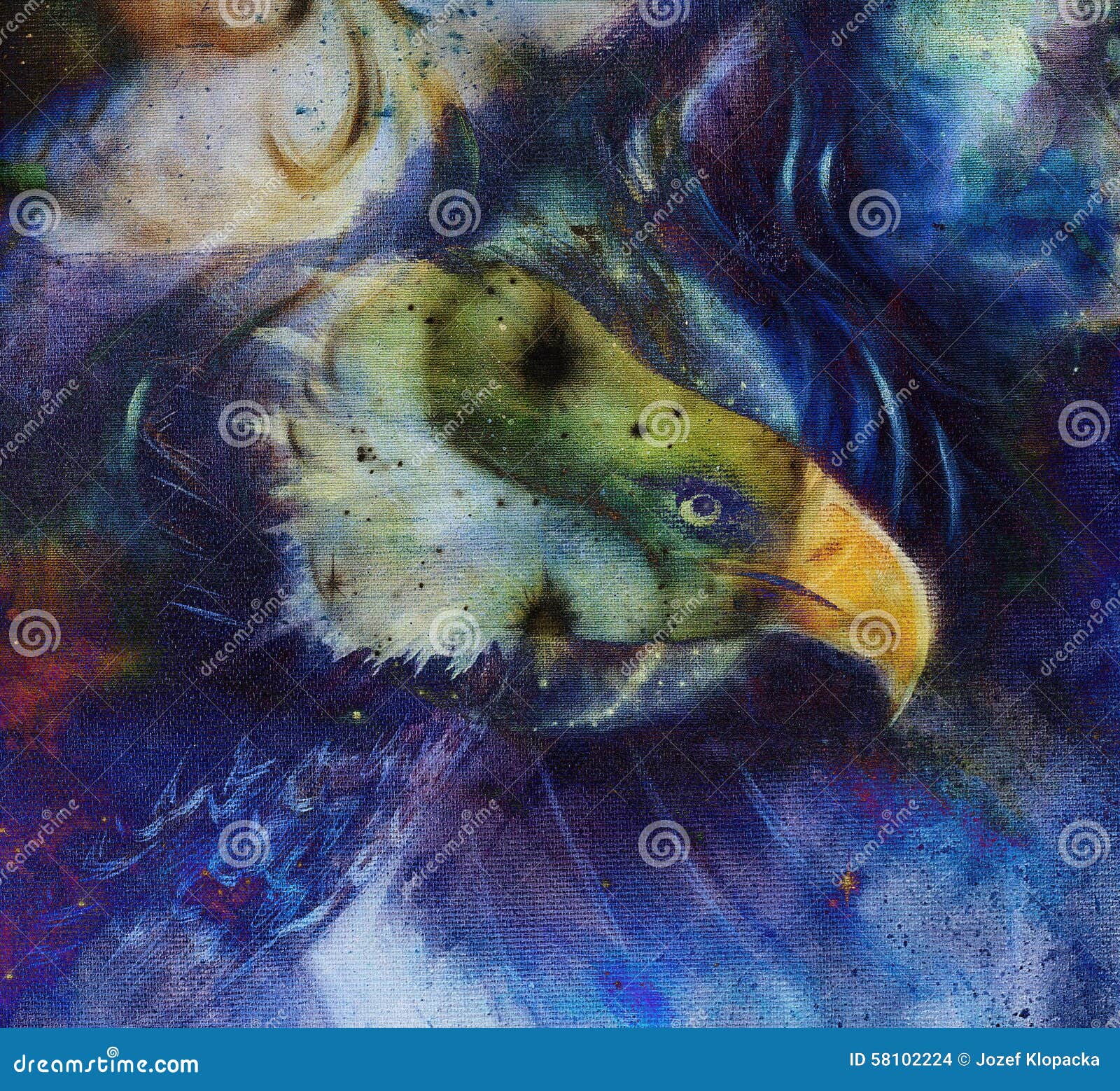 Painting Collage of Eagle on an Abstract Color Background Stock ...