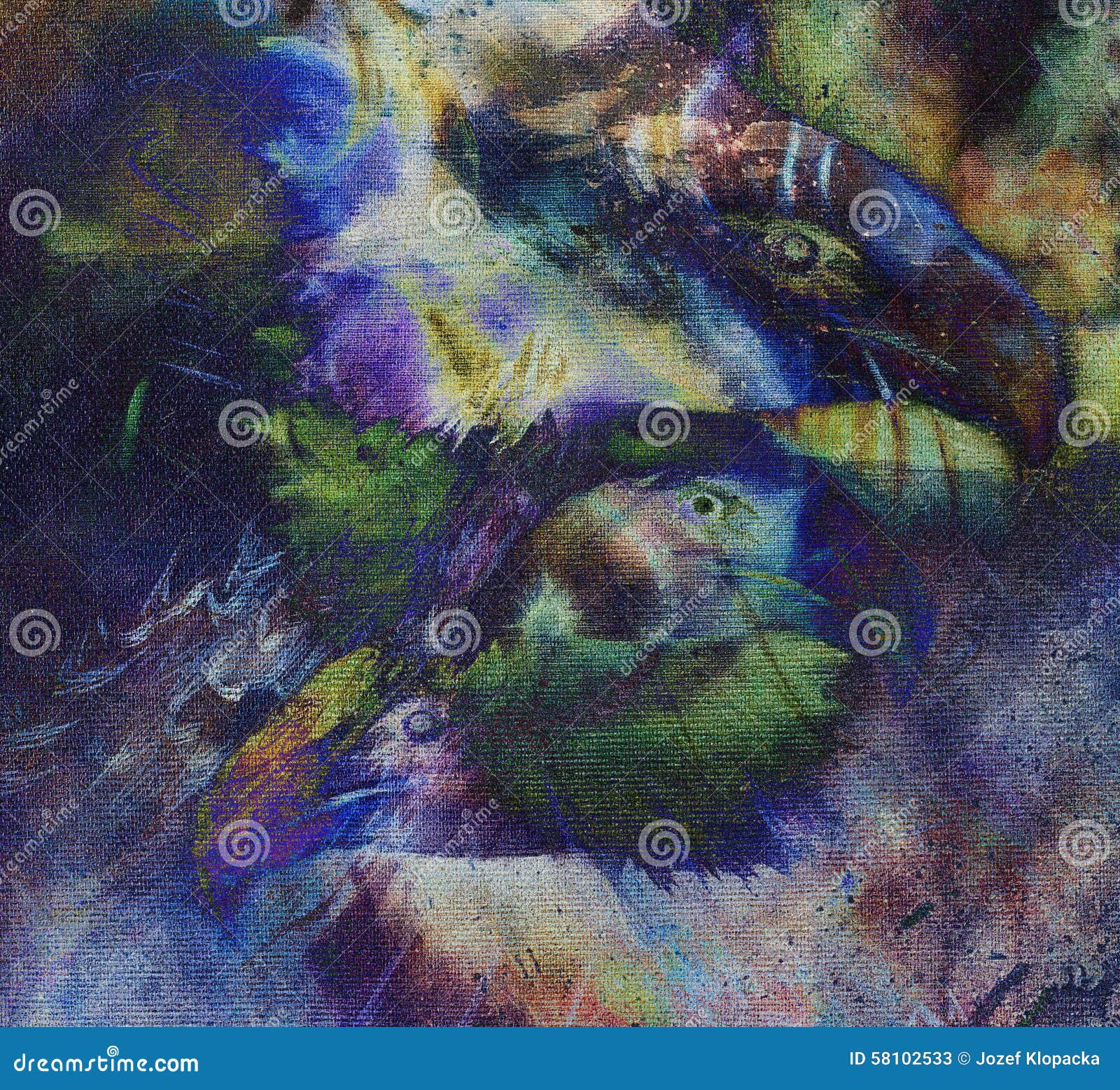 Painting Collage of Eagle on an Abstract Color Background Stock ...