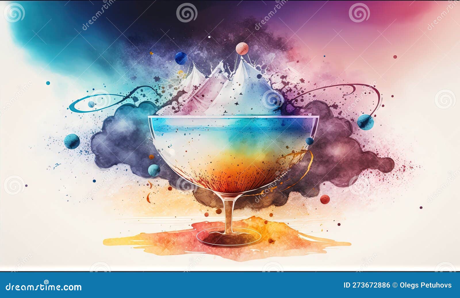 A Painting of a Colorful Drink with a Splash of Liquid Stock ...