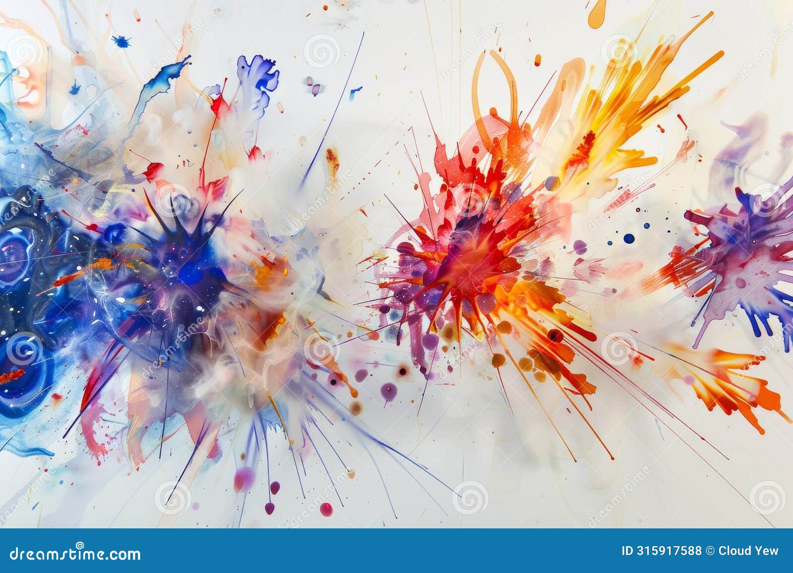 A Painting of a Colorful Explosion with Splatters of Paint Stock ...