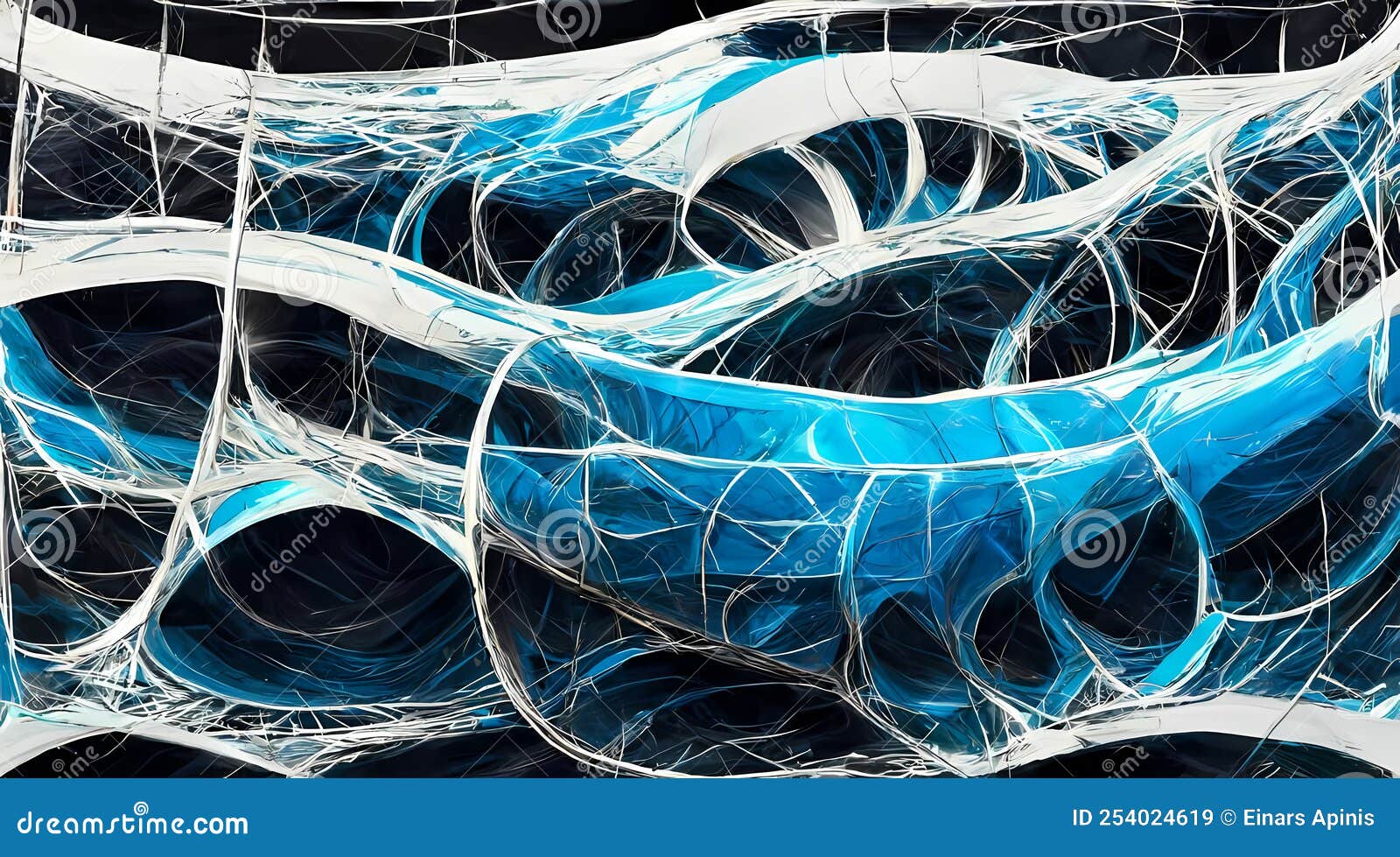 Blue Abstract Flowing Bands Wireframe Structure Virtua Stock ...