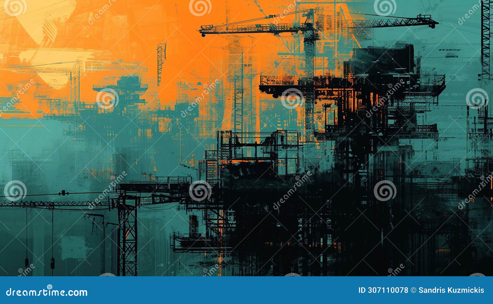 Painting of a Construction Site. Generative AI Stock Illustration ...
