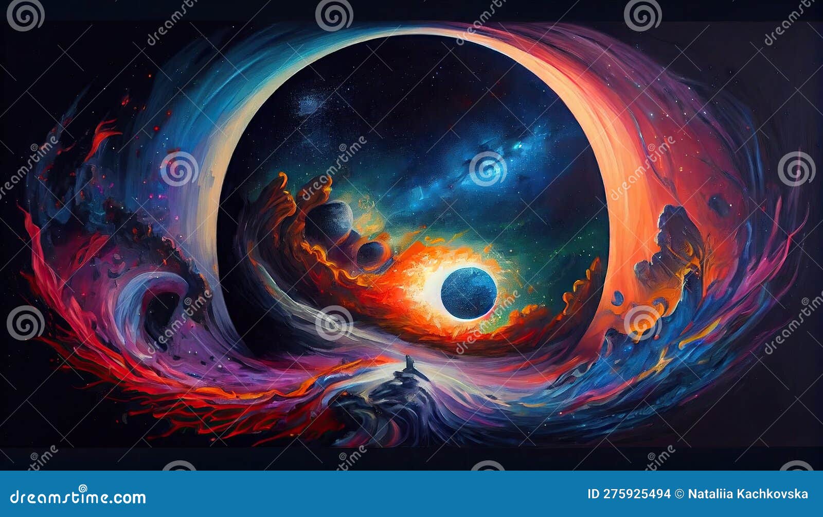 Painting cosmos landscape stock illustration. Illustration of stars ...