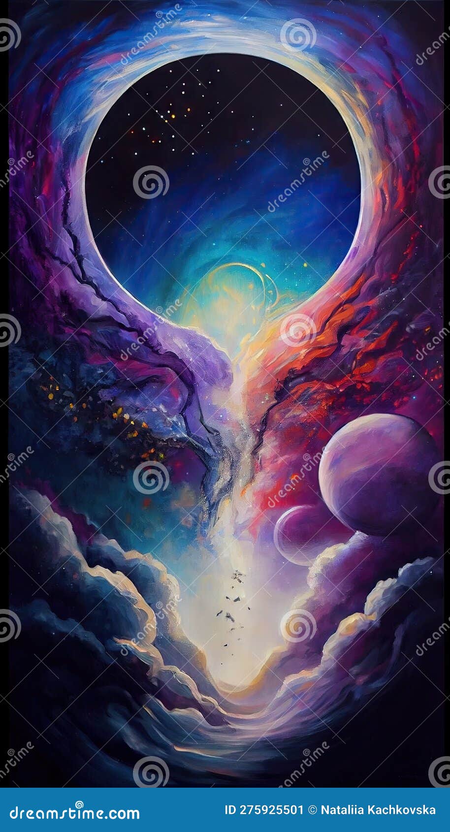 Painting cosmos landscape stock illustration. Illustration of modern ...