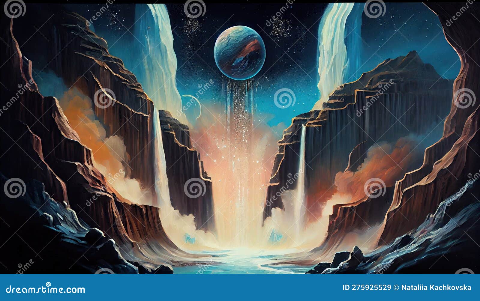Painting cosmos landscape stock illustration. Illustration of ...